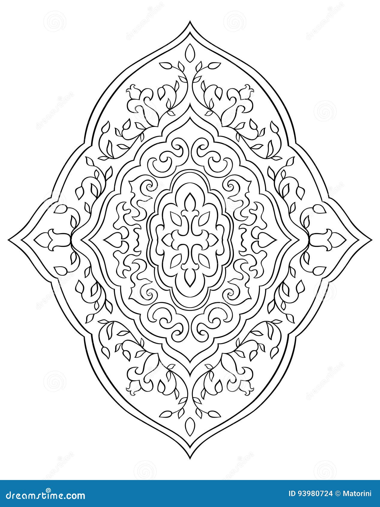 Floral Medallion for Design. Stock Vector - Illustration of contour ...