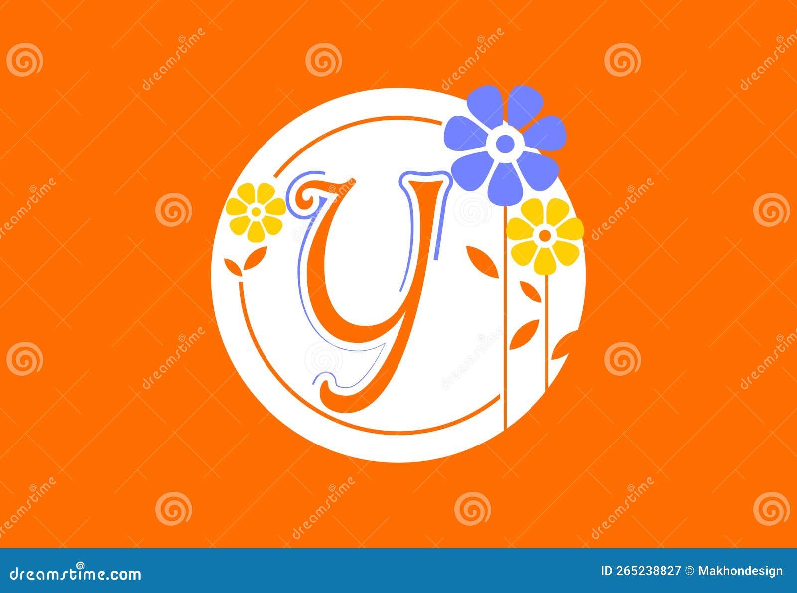 Floral Monogram Letter Y. Initial Alphabet with Botanical Elements ...