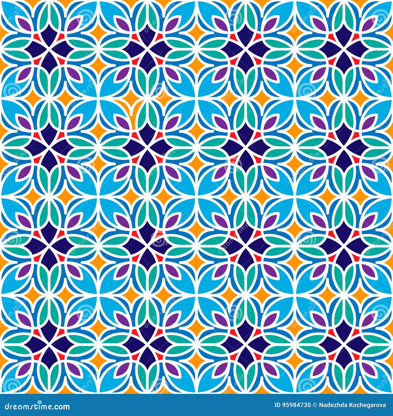 Floral Moroccan Mosaic Pattern Stock Vector - Illustration of ornate ...