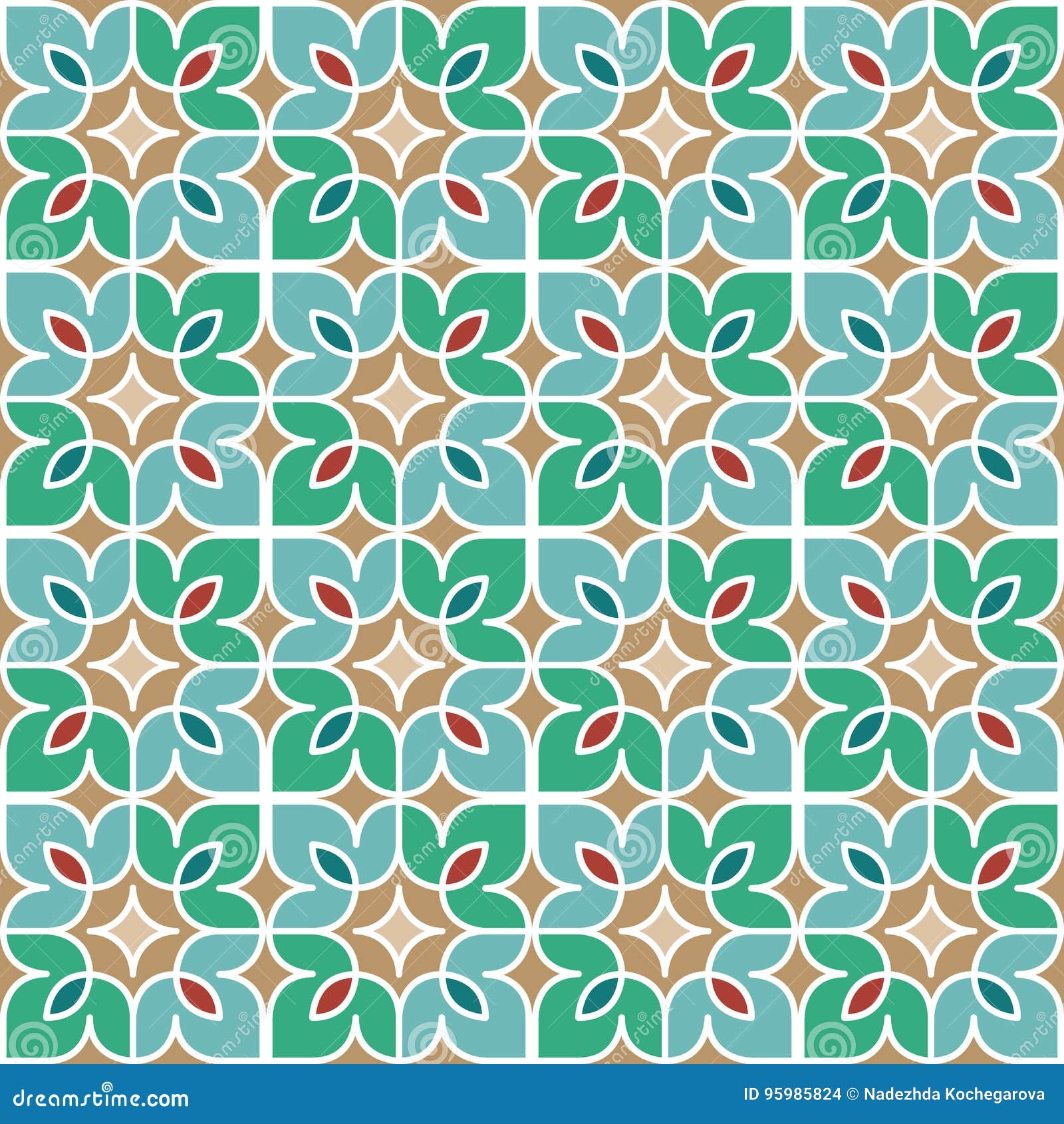 Floral Moroccan Mosaic Pattern Stock Vector - Illustration of line ...