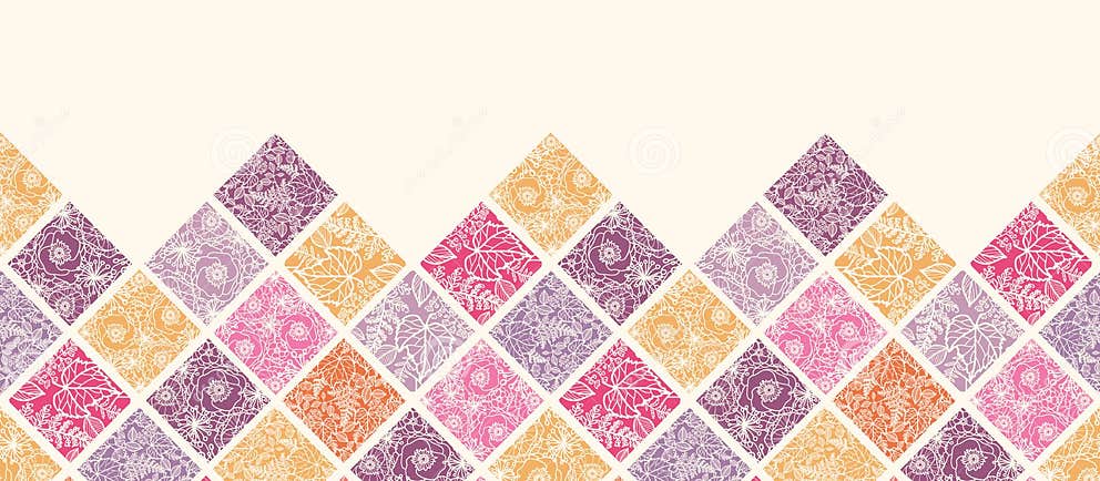 Floral Mosaic Tiles Horizontal Seamless Pattern Stock Vector ...