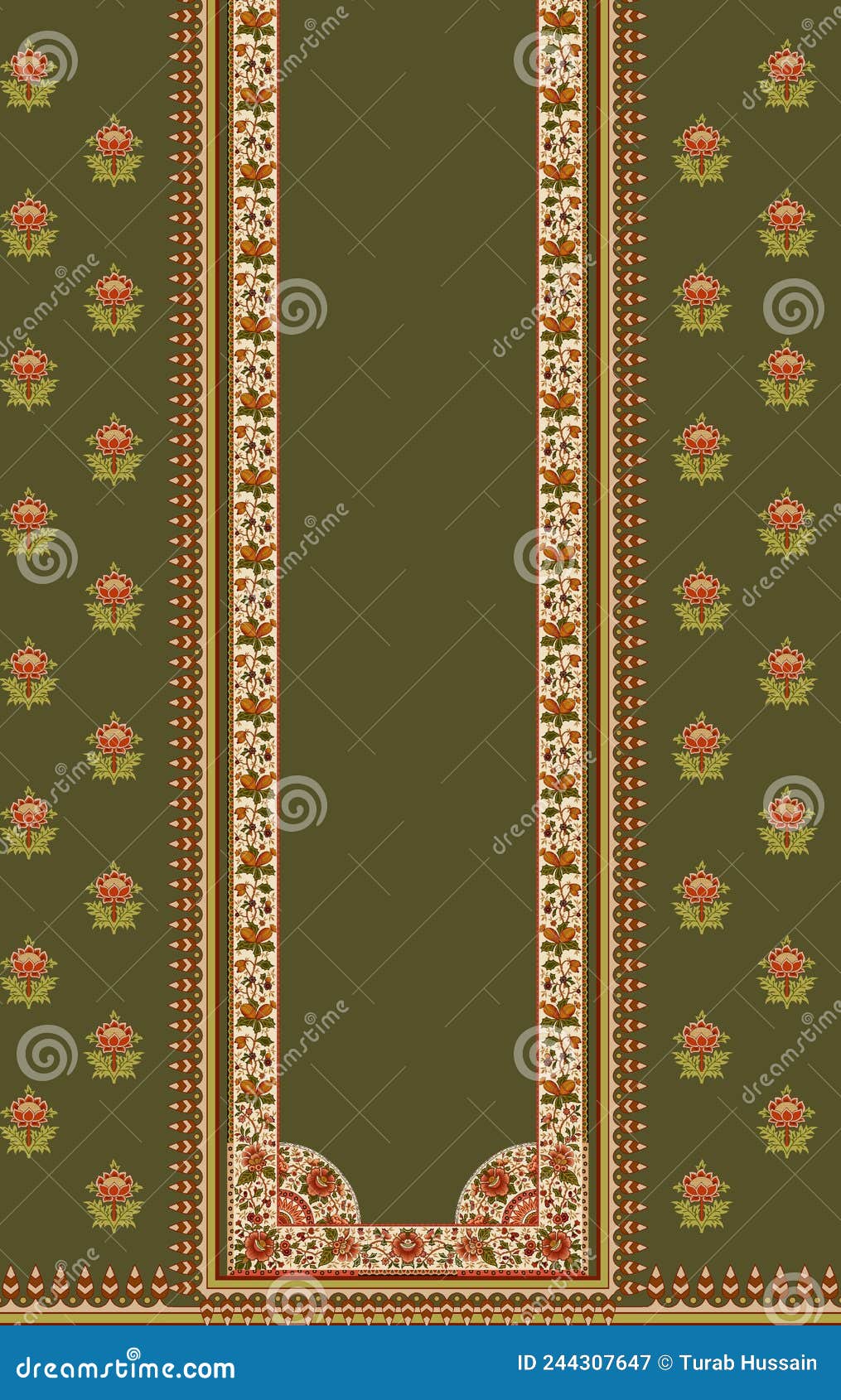 Floral Motif Corner Borders Textile Design Stock Illustration ...