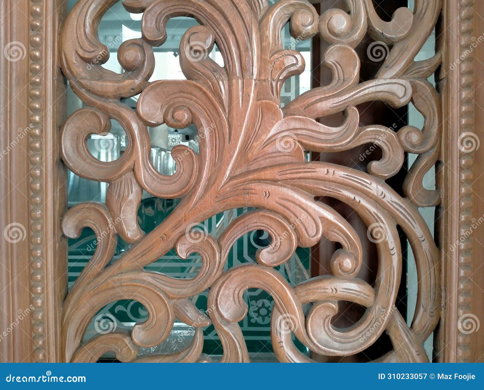 Floral motif Wood carving stock image. Image of carved - 310233057