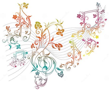 Floral Music Notes stock vector. Illustration of music - 56935988