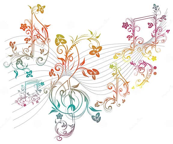 Floral Music Notes stock vector. Illustration of music - 56935988