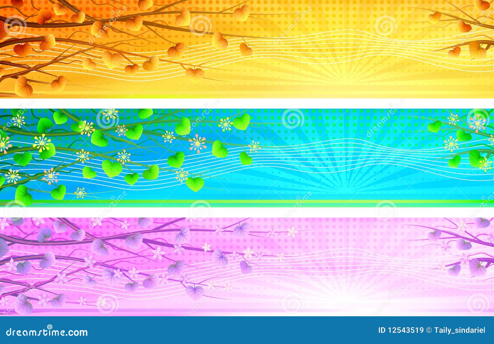 Floral Natural Morning Banners Stock Vector - Illustration of halftone ...