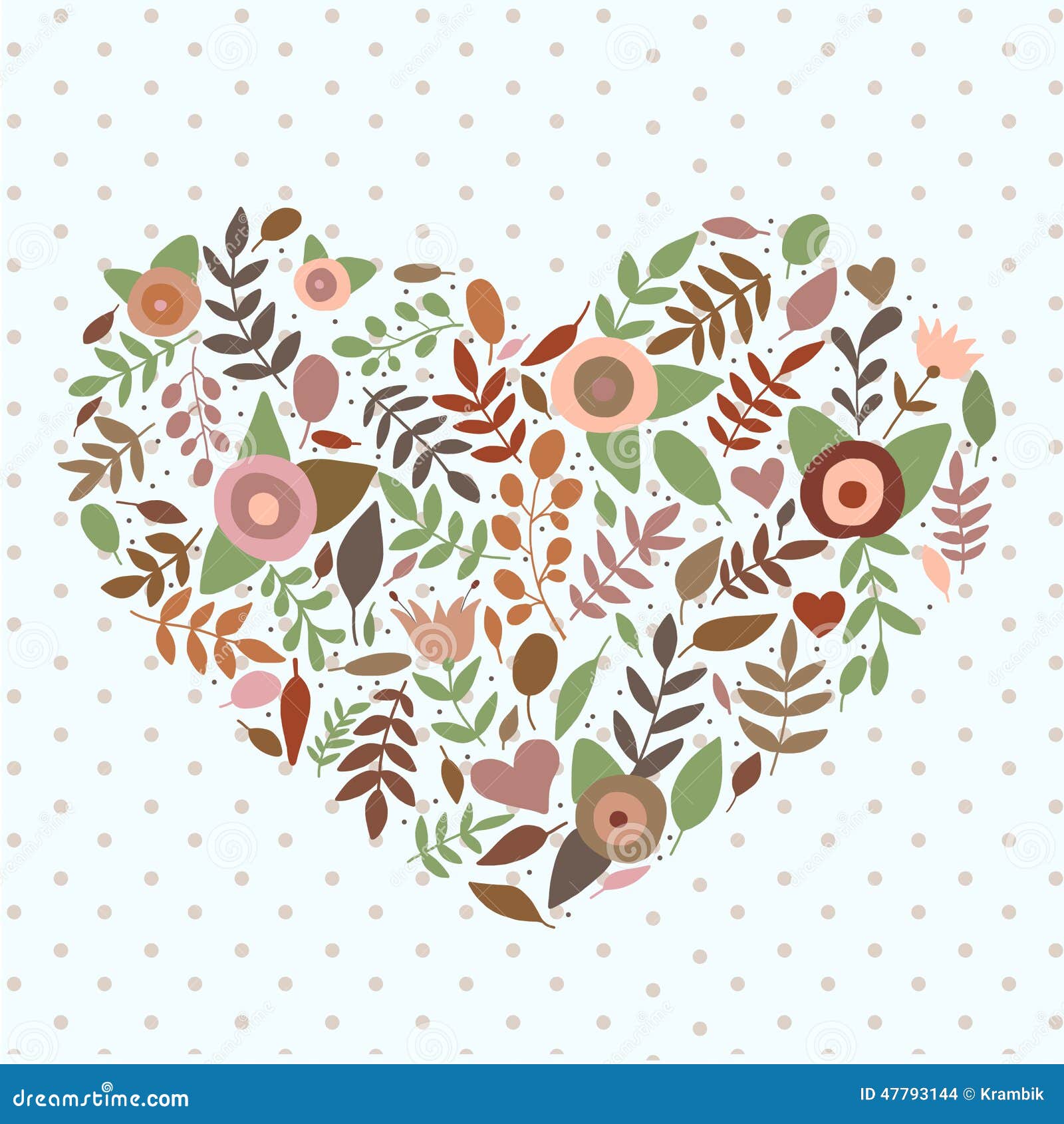 Floral Nature Heart Vector Illustration Stock Vector - Illustration of ...