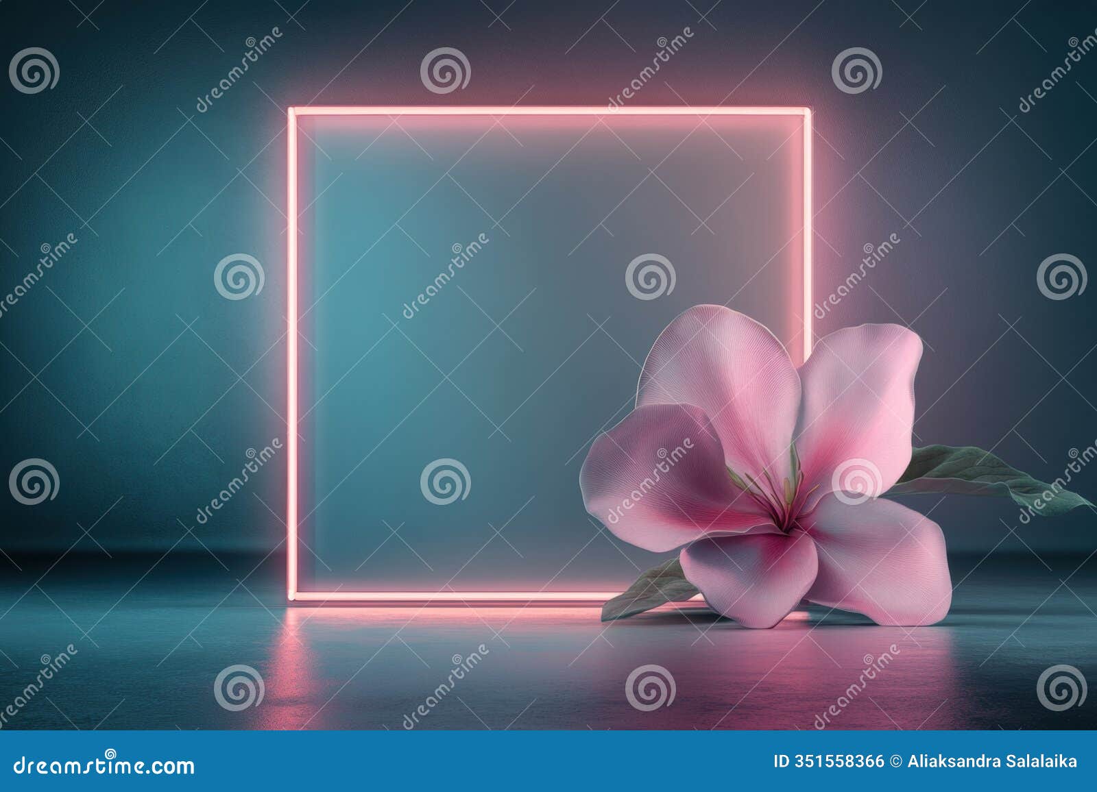 Floral Neon Contrast, the Neon Frame Standing Out Against a Soft Floral ...