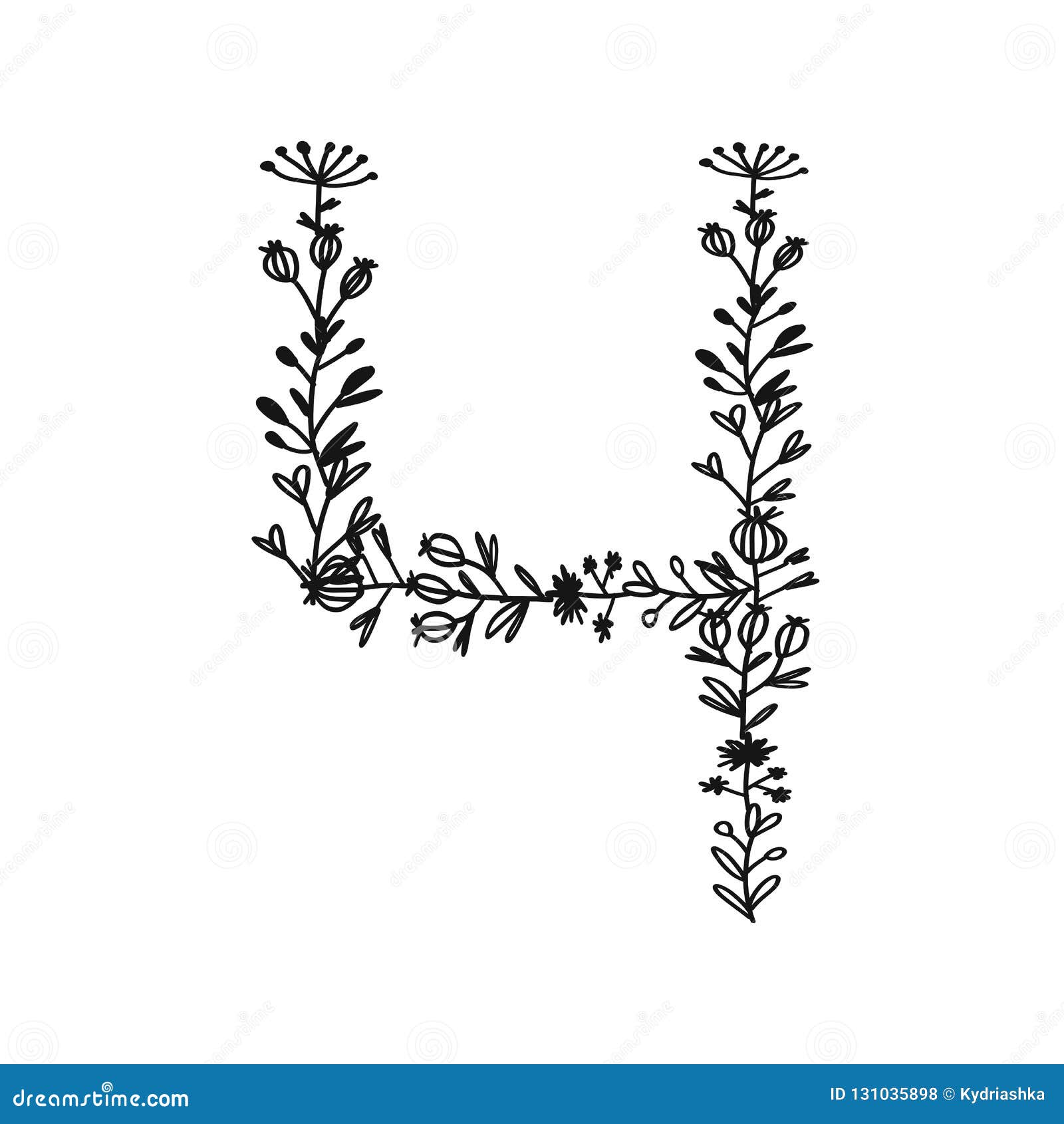Floral number four stock vector. Illustration of alphabet - 131035898