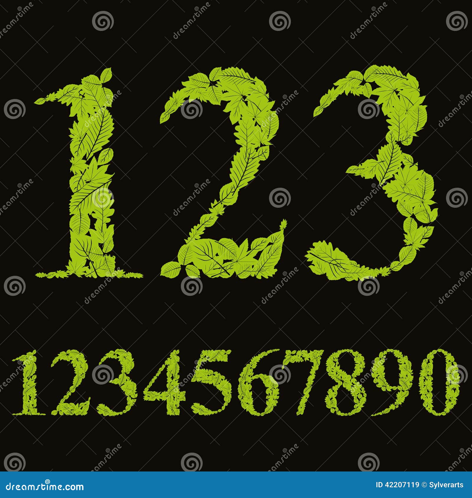 Floral Numerals, Hand-drawn Vector Numbers Decorated With Botanical ...