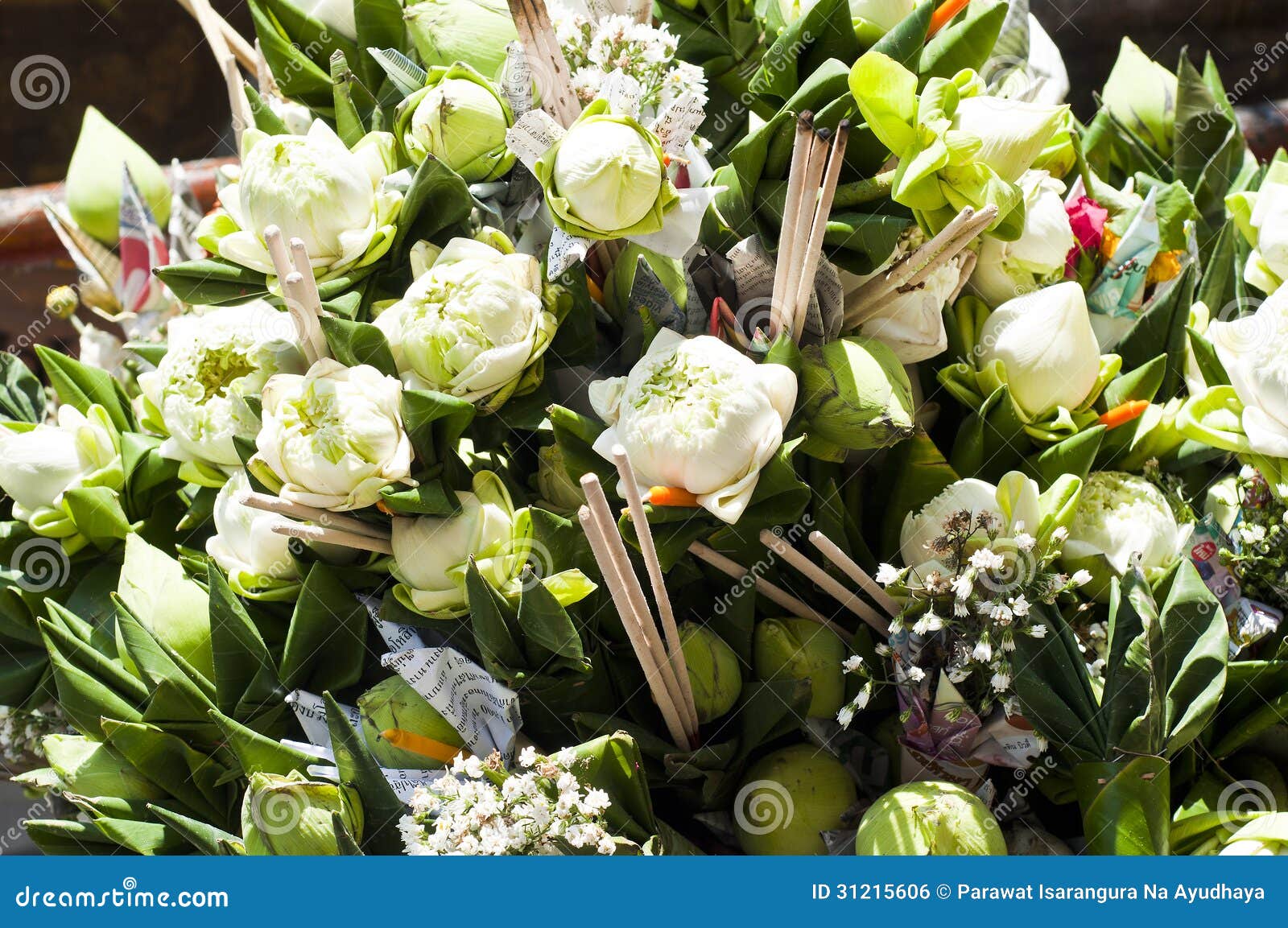 Floral offering. stock photo. Image of incense, nature - 31215606