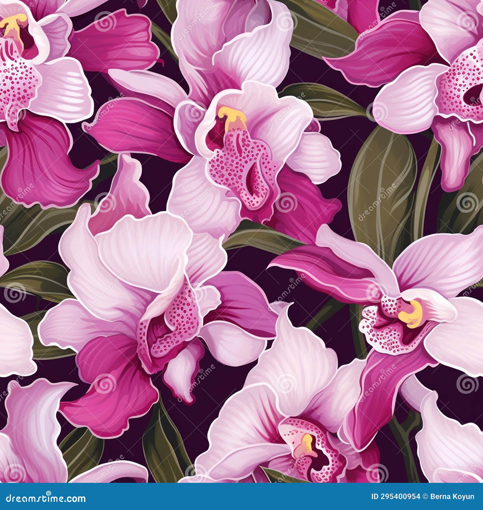 Floral Orchid Pattern for Flyer Design Stock Illustration ...