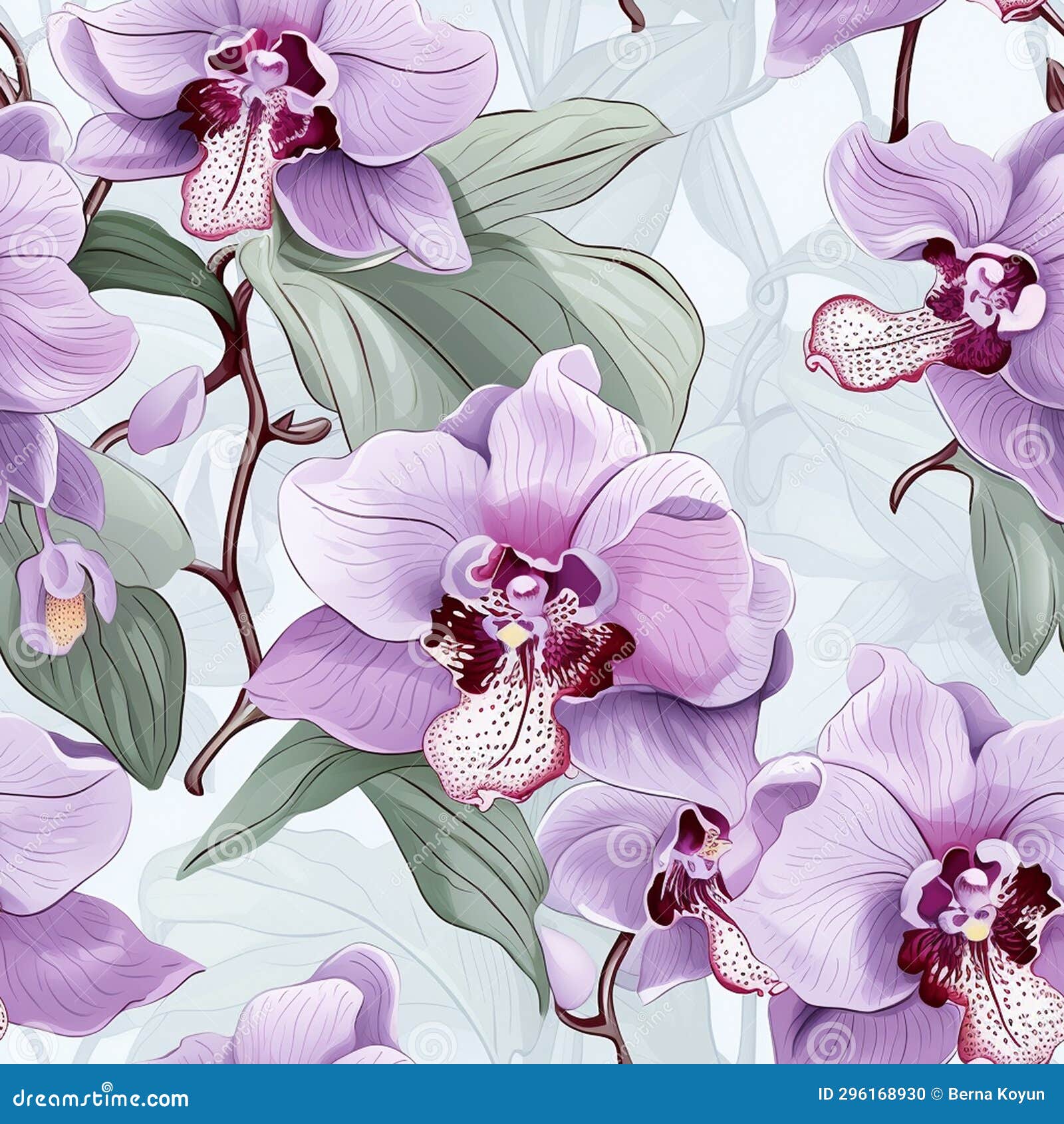 Floral Orchid Pattern for Gift Wrap Design Stock Illustration ...