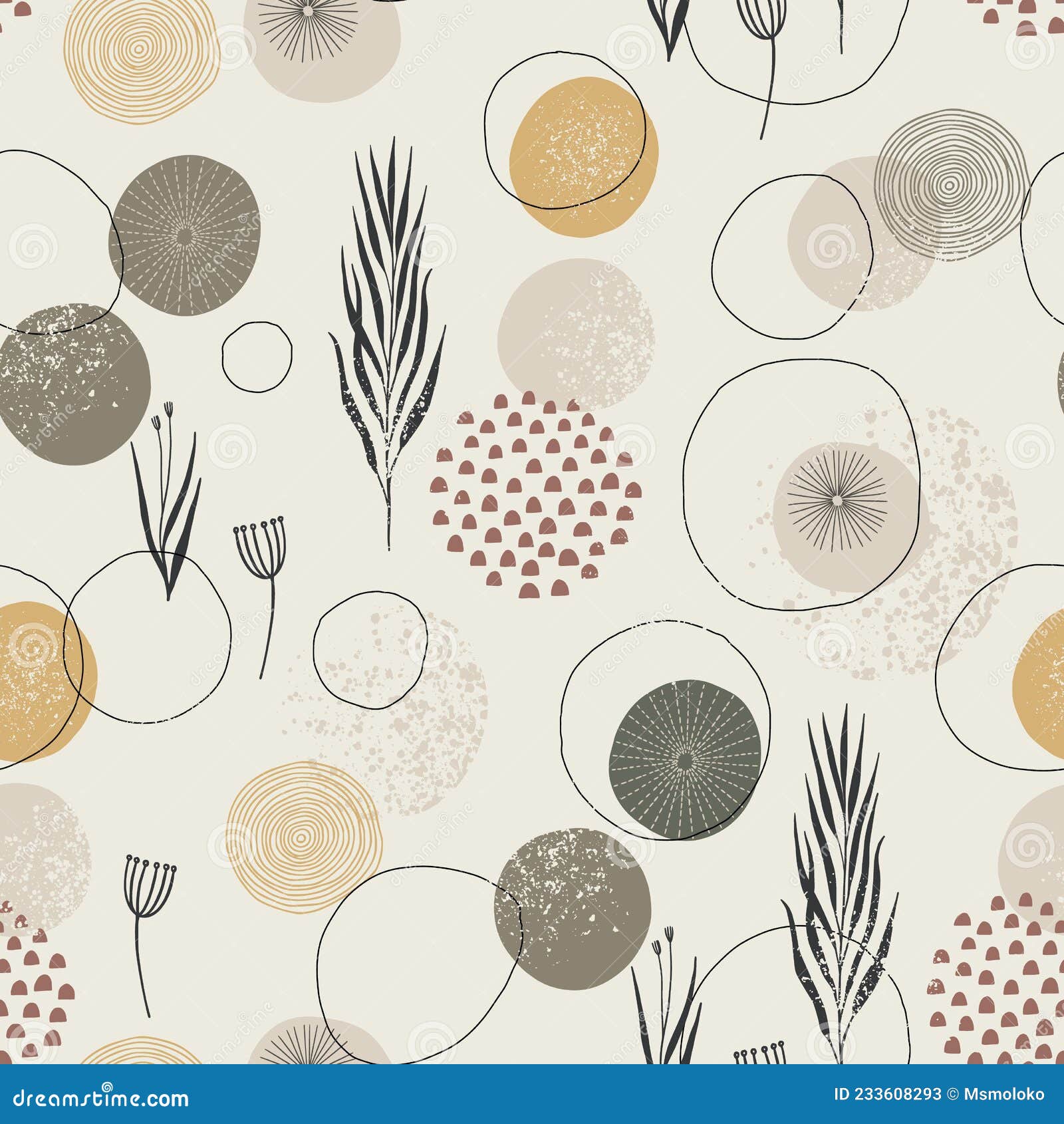 Floral Organic Seamless Pattern with Fancy Decorative Circles. Stock ...