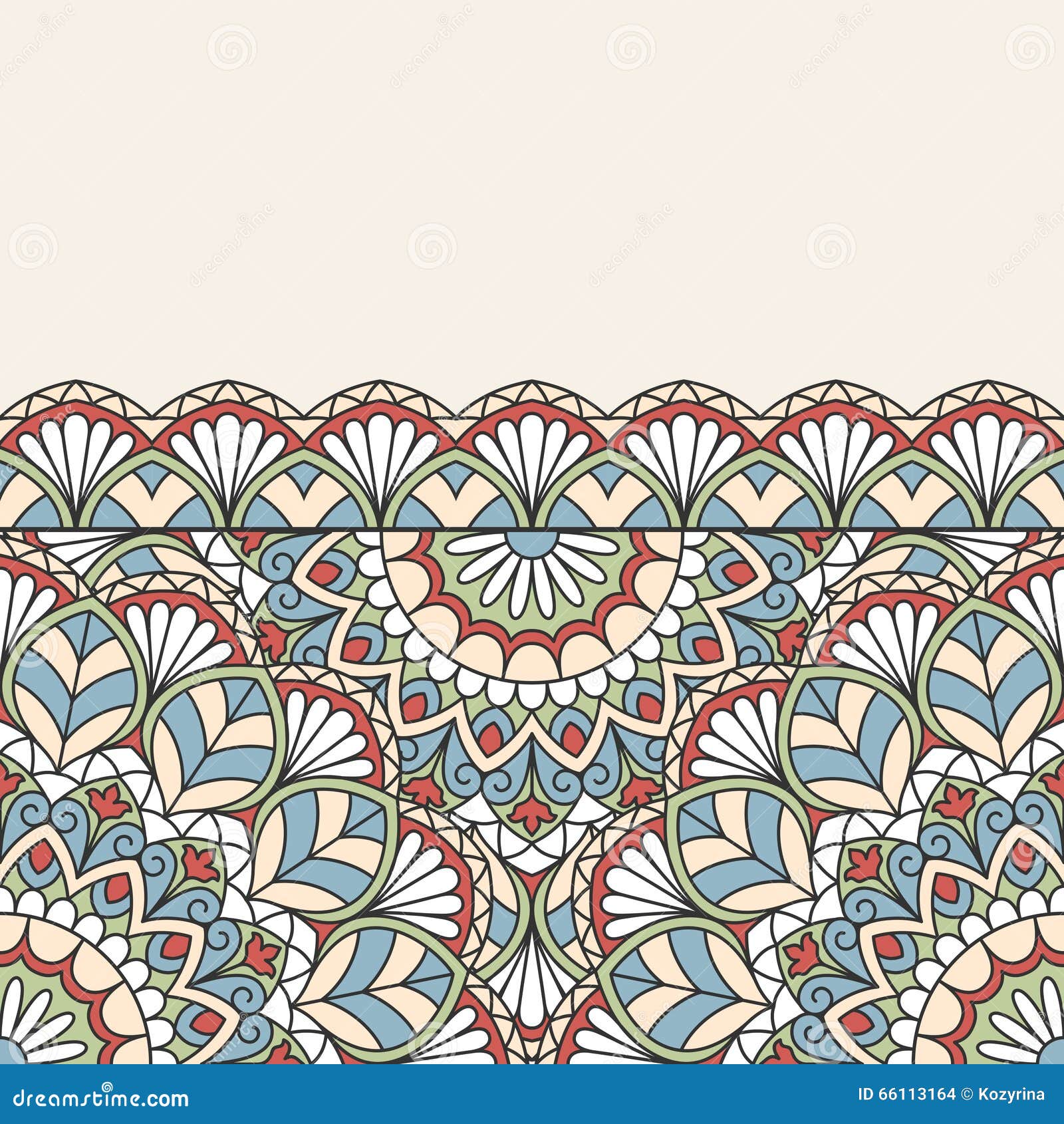 Floral oriental pattern. stock vector. Illustration of curl - 66113164