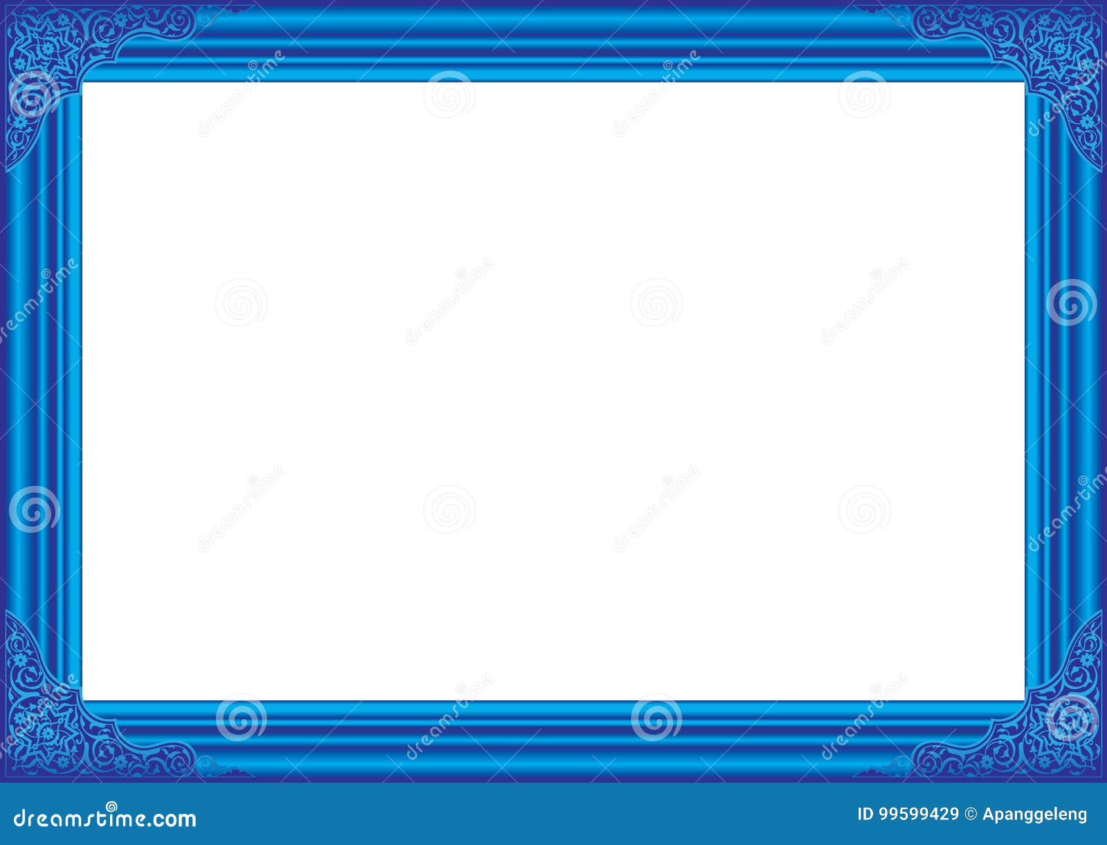 Blue Wood Frame stock vector. Illustration of floral - 99599429
