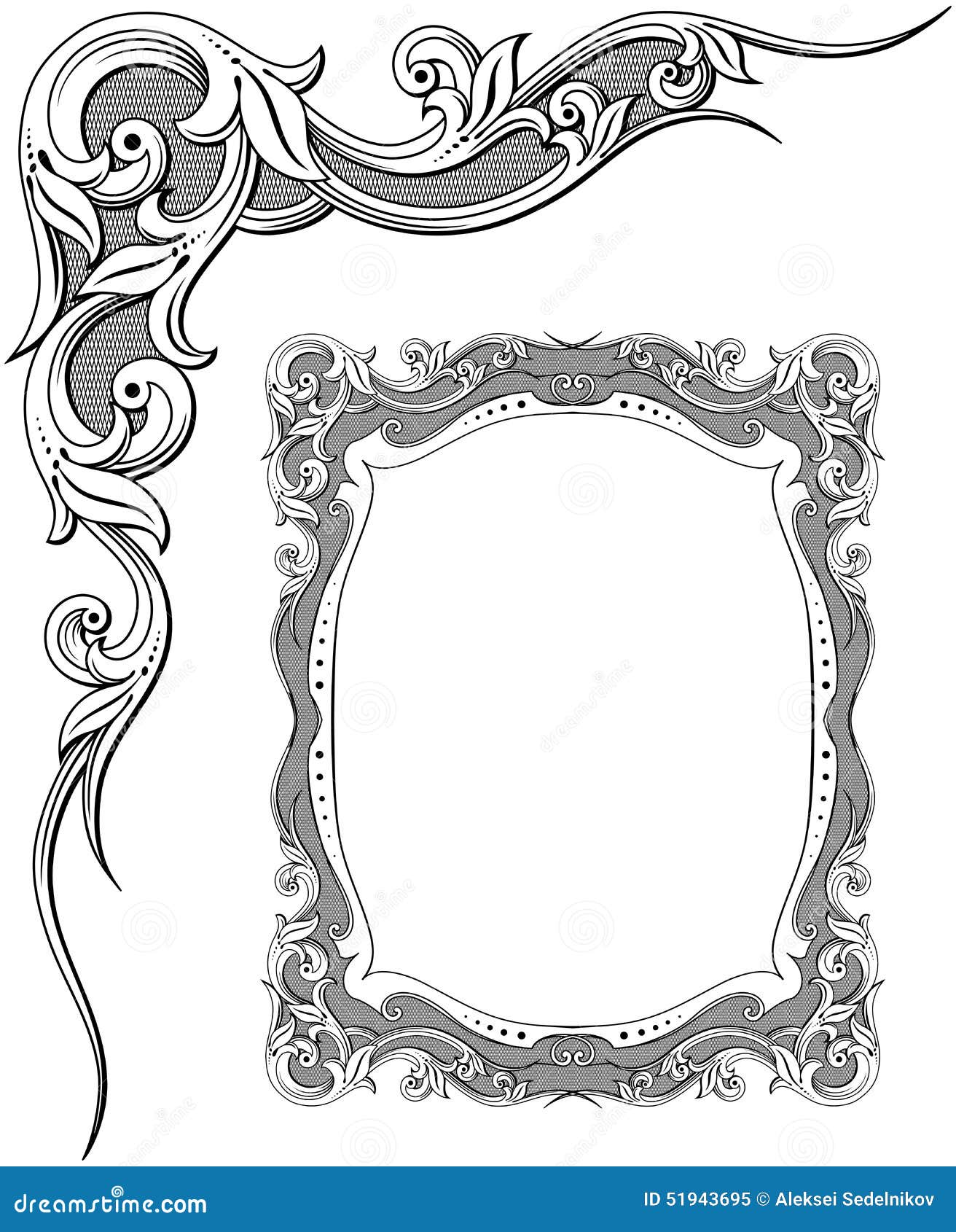 Decorative Frame Border With Moon On Chord Stock Image | CartoonDealer ...