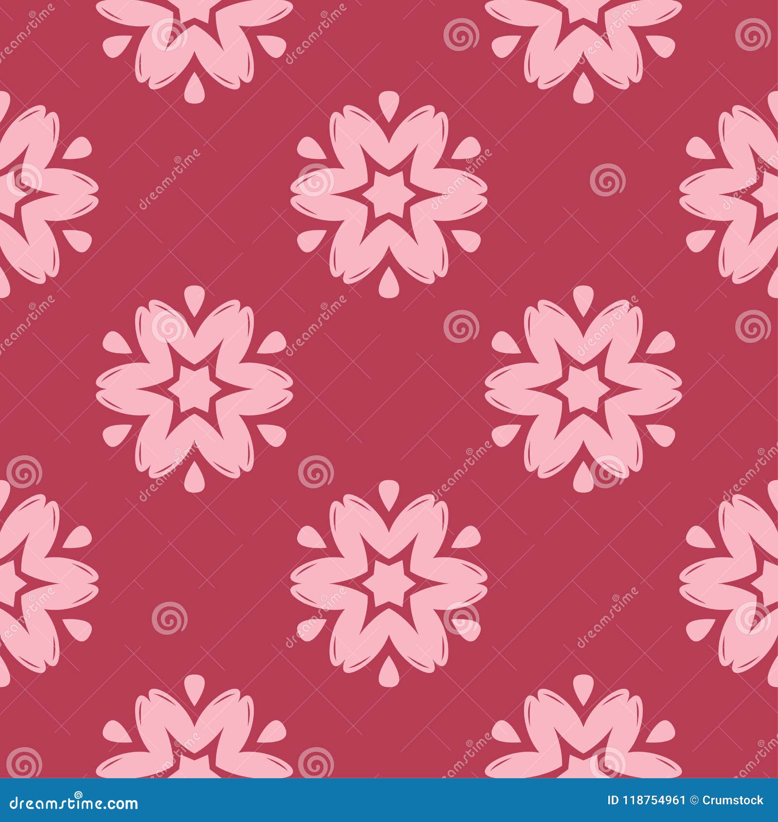 Floral Seamless Pattern on Red Background Stock Vector - Illustration ...