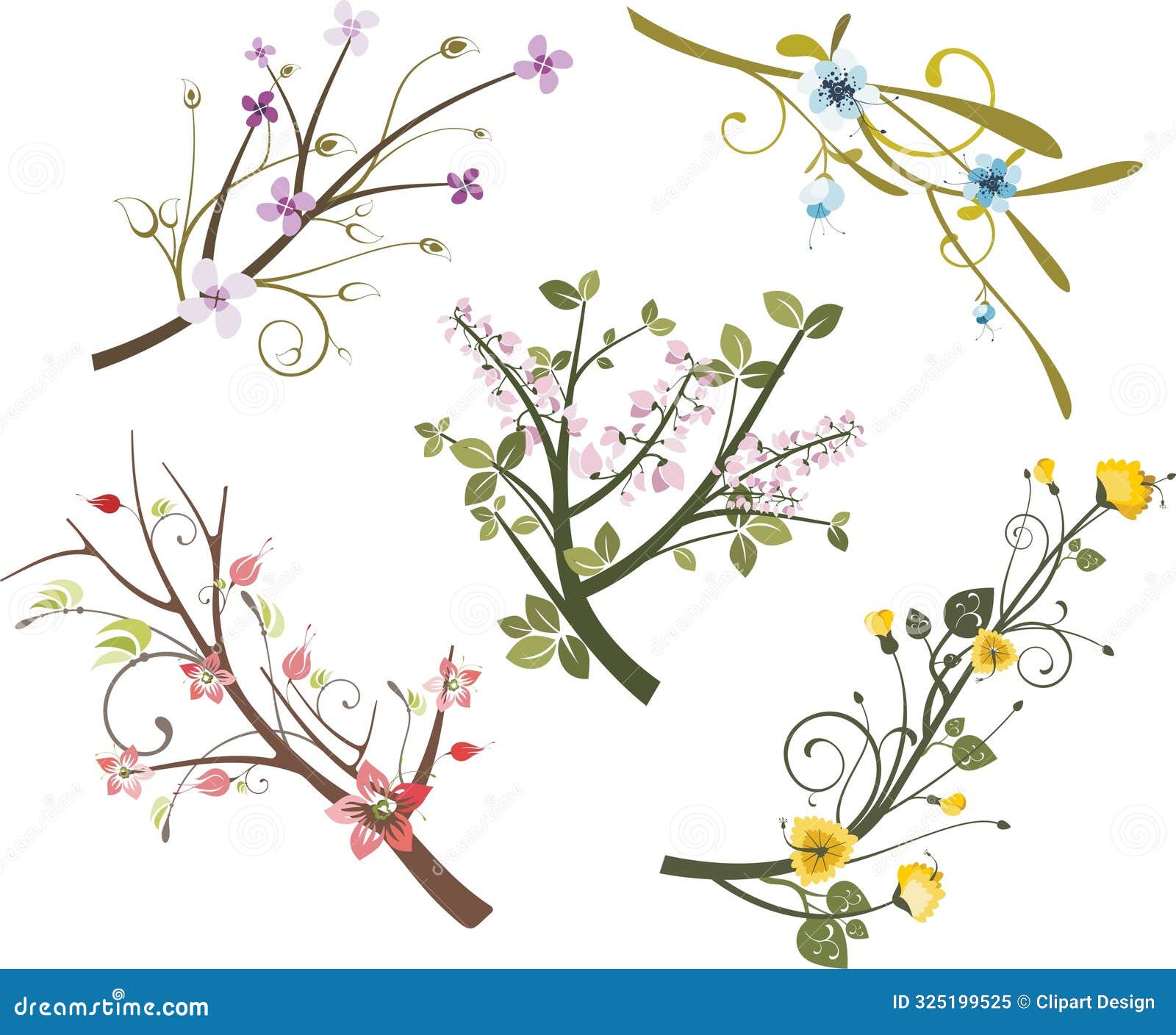 Ornamental Branch Wreathes Set In Hand Drawn Design. Royalty-Free Stock ...