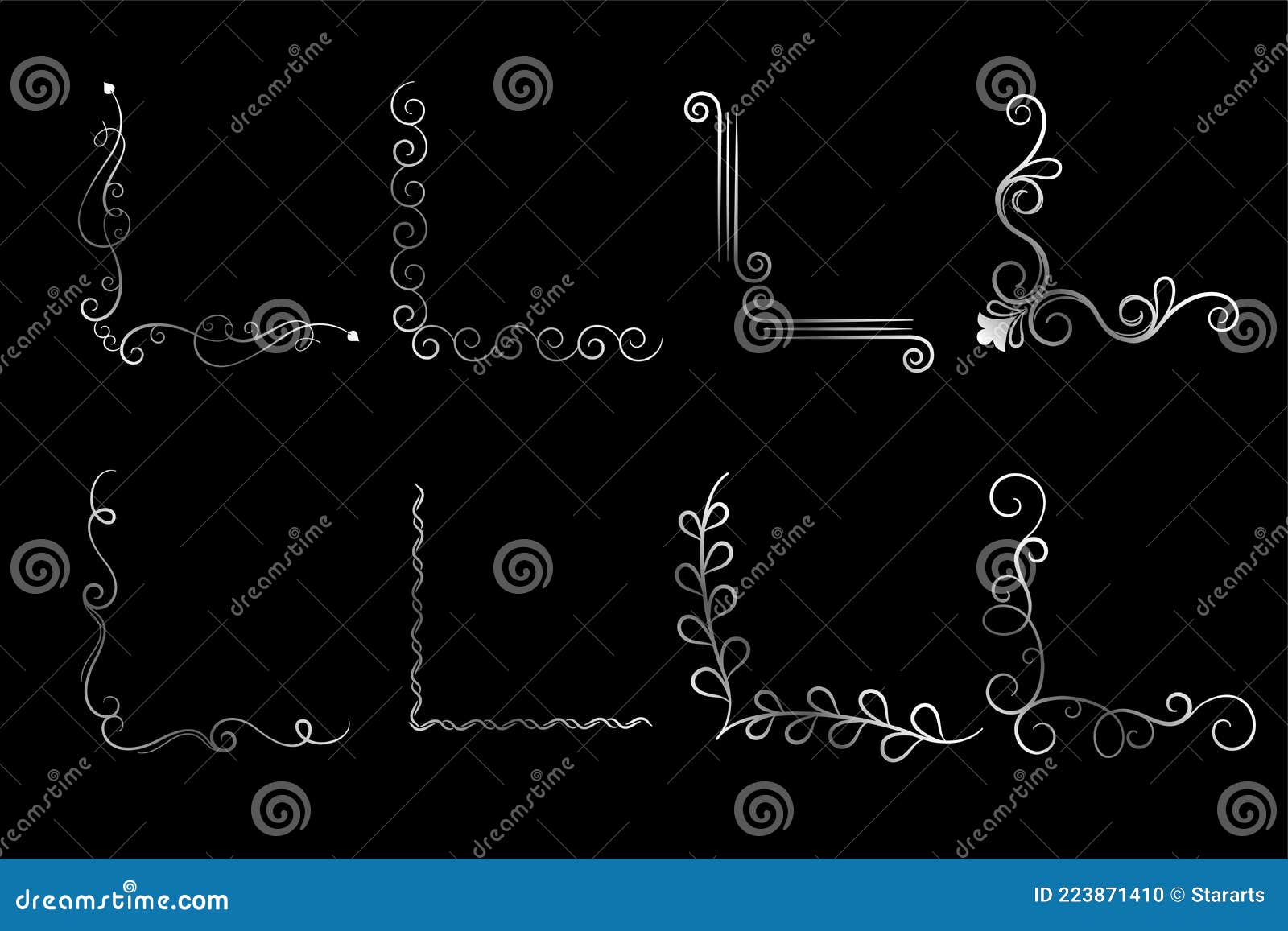 Floral Ornamental Corners Frame Collection Design Stock Vector ...