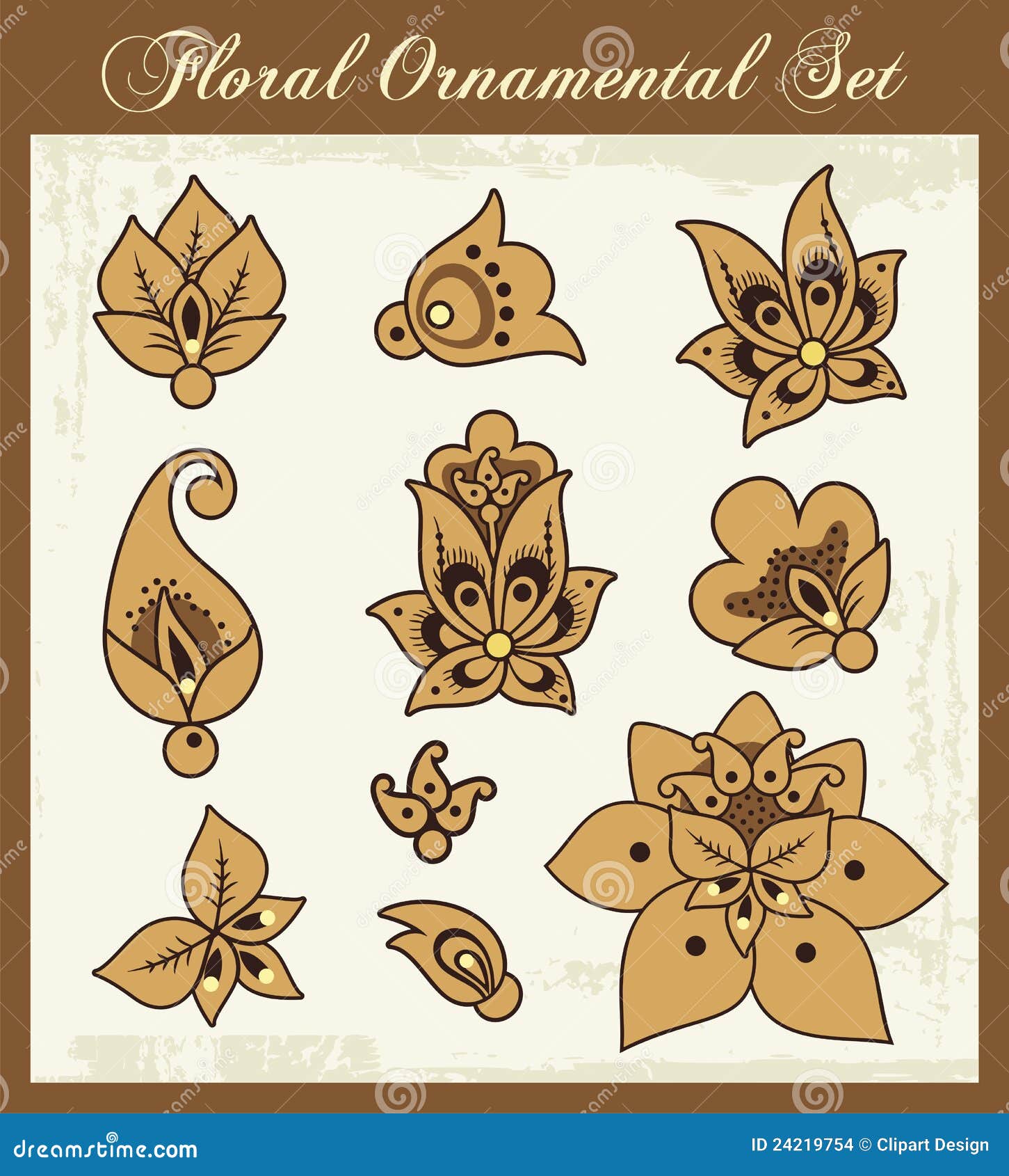 Floral Ornamental Design Elements Stock Vector - Illustration of plant ...