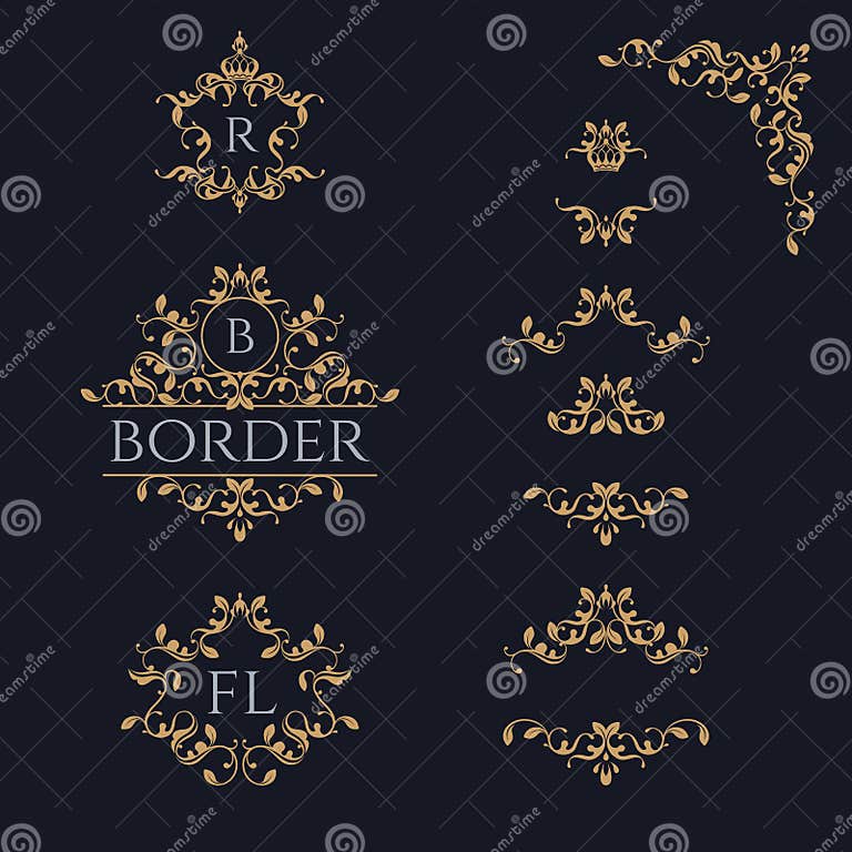 Floral Ornamental Monogram Frames and Borders. Stock Vector ...