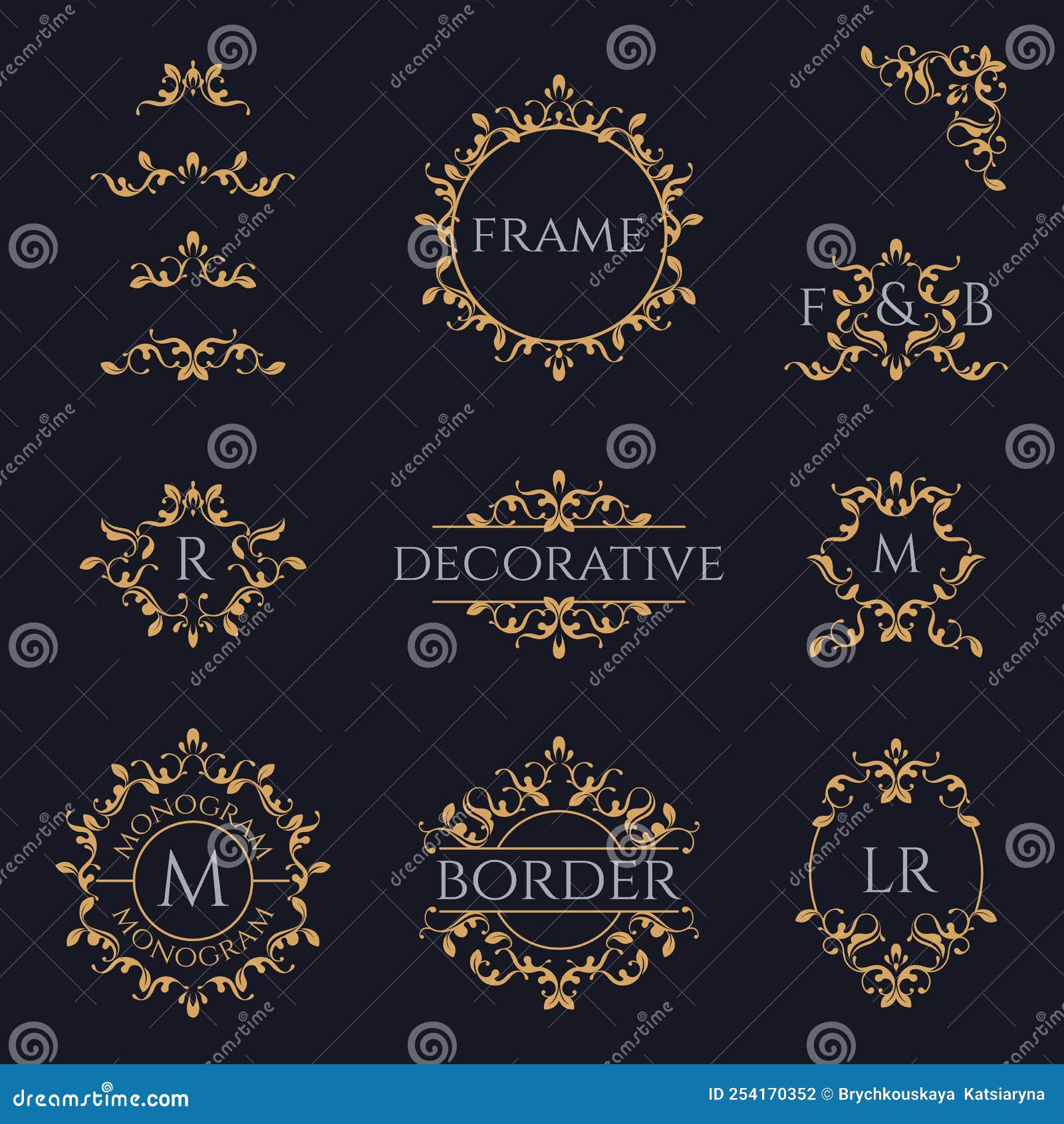 Floral Ornamental Monogram Frames and Borders. Stock Vector ...