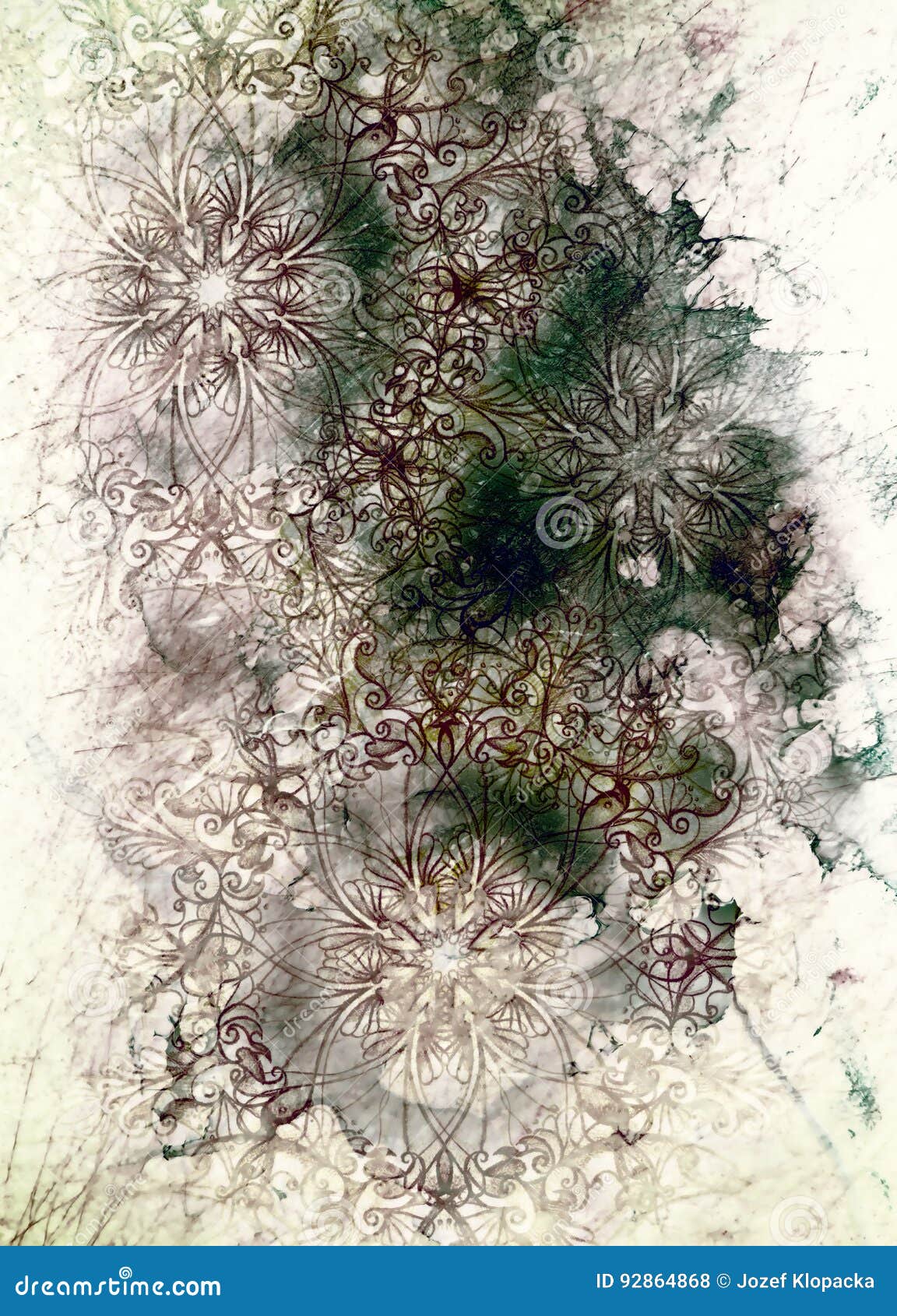 Floral Ornamental Structure with Filigrane Pattern Mandala on Abstract ...