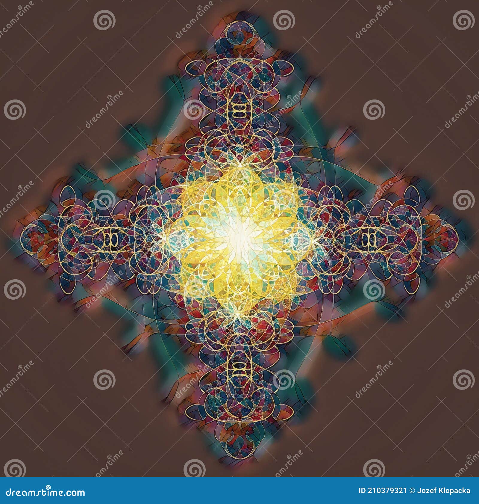 Filigrane Ornamental Structure On Abstract Cosmic Background, Collage ...