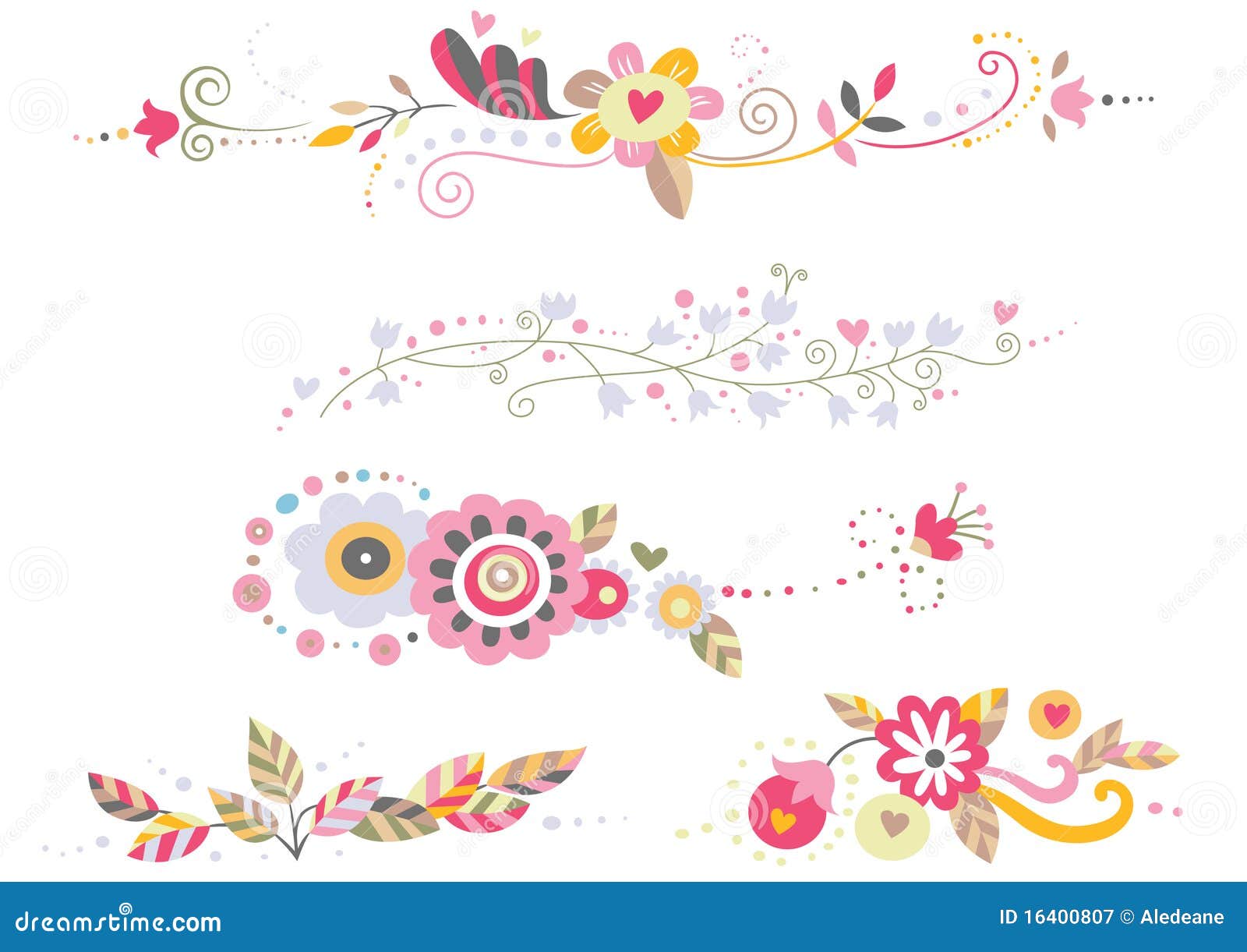 Set Of Horizontal Ornaments Of School Supplies. Vector Black And White ...