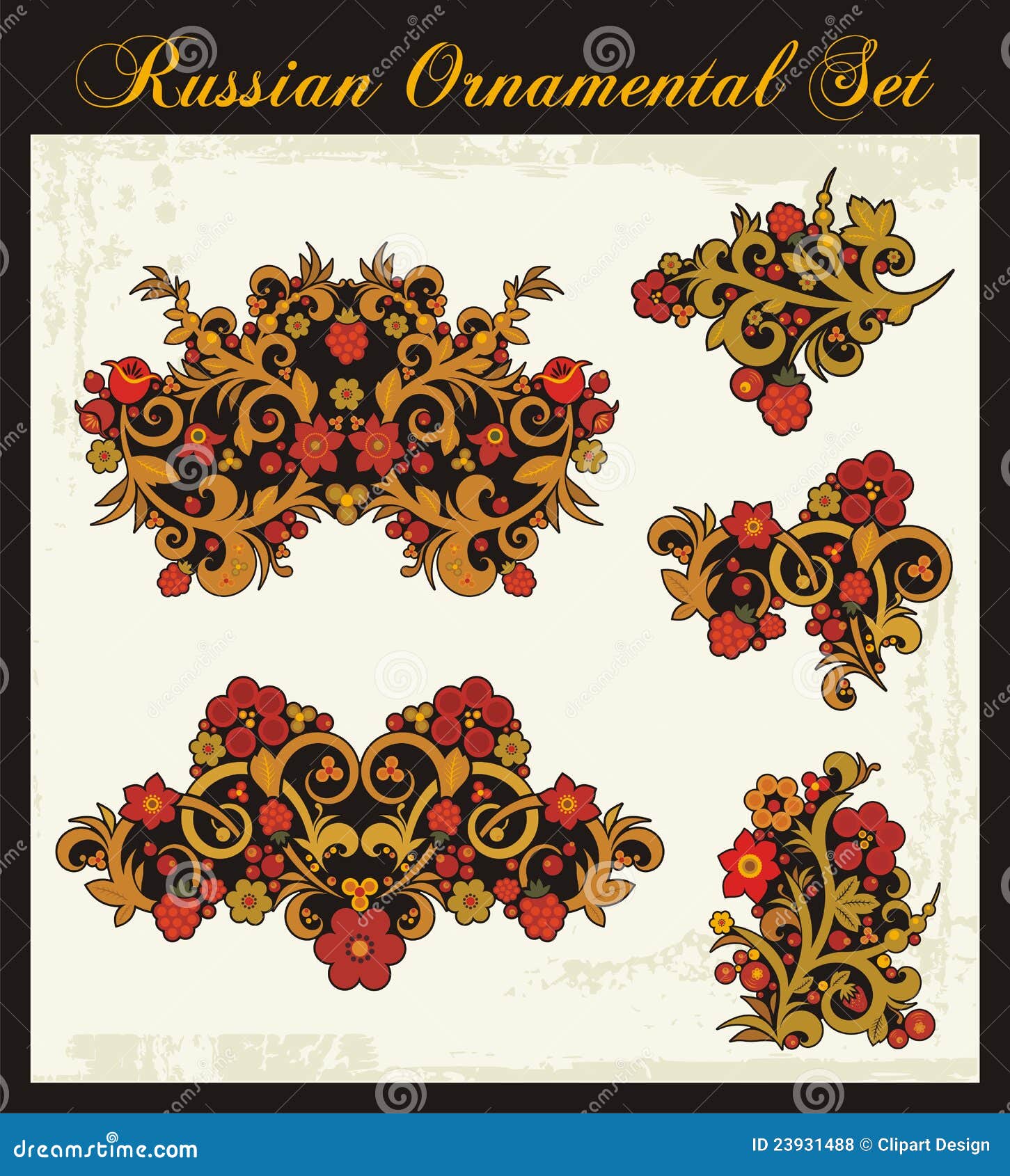 Floral Ornaments in Russian Traditional Style Stock Vector ...