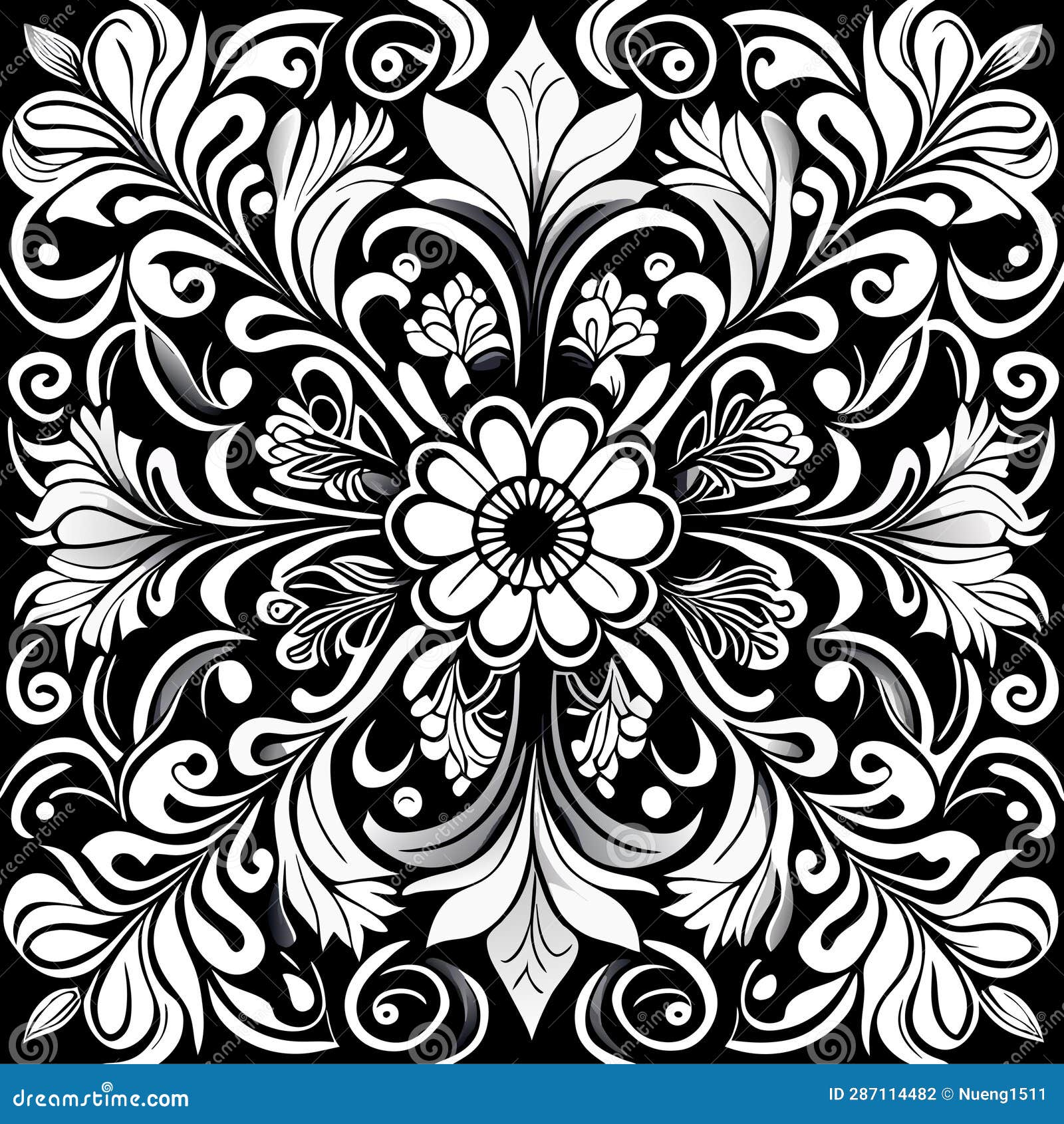 Floral Outline Pattern Seamless Design Background_016 Stock Vector ...