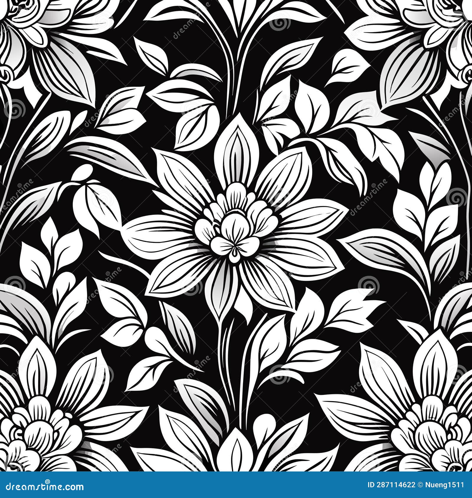 Floral Outline Pattern Seamless Design Background_045 Stock Vector ...