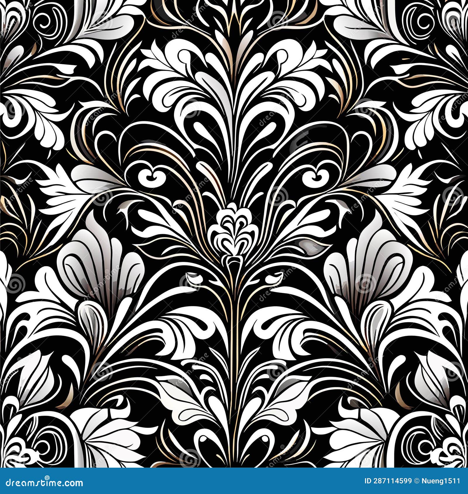 Floral Outline Pattern Seamless Design Background_041 Stock Vector ...