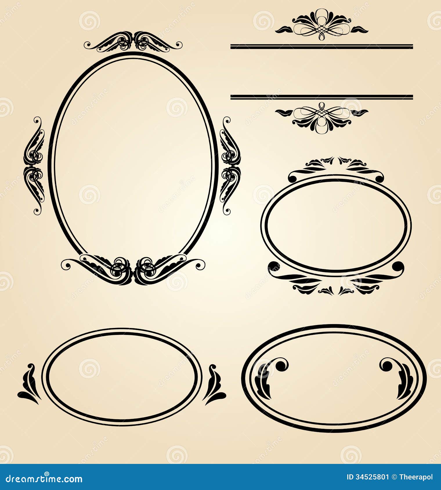 Floral Oval Frame Stock Image - Image: 34525801