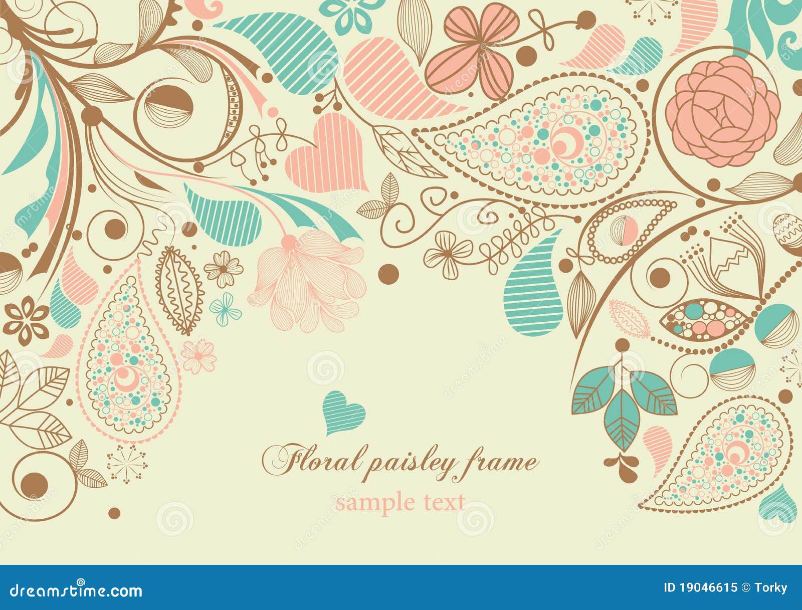 Floral paisley frame stock vector. Illustration of curl - 19046615