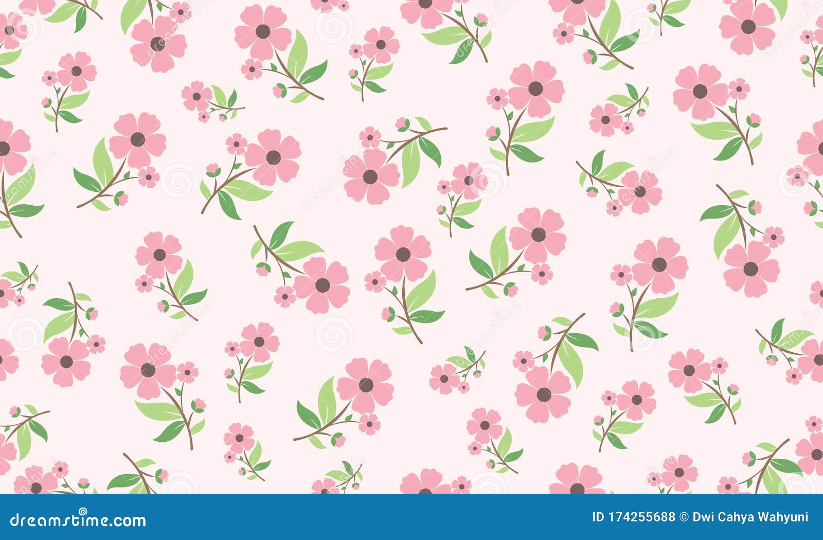 Floral Pattern Background for Spring, with Beautiful Leaf and Floral ...