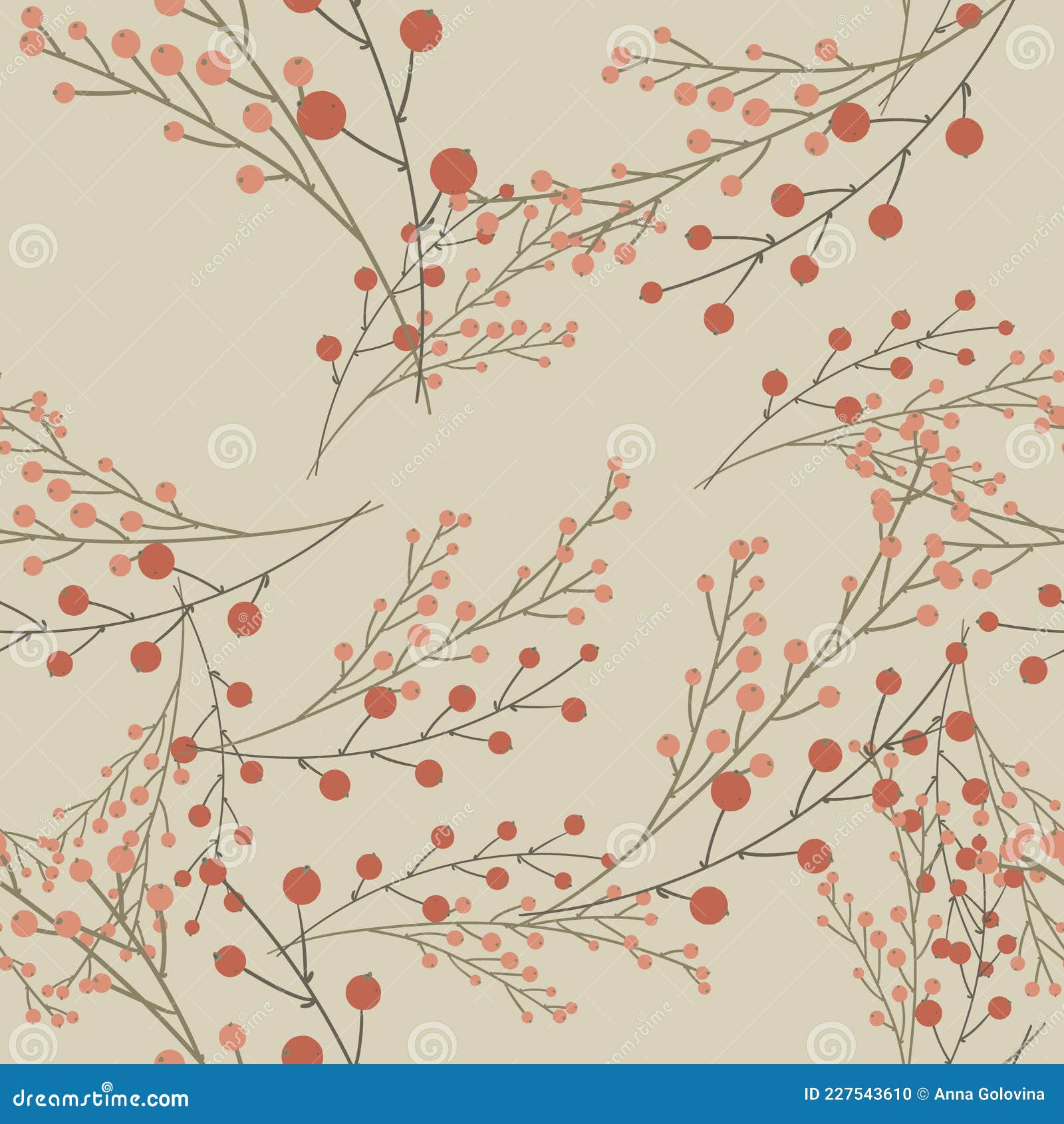 Floral Pattern Berry Leaves in Pastel Shades Stock Vector ...