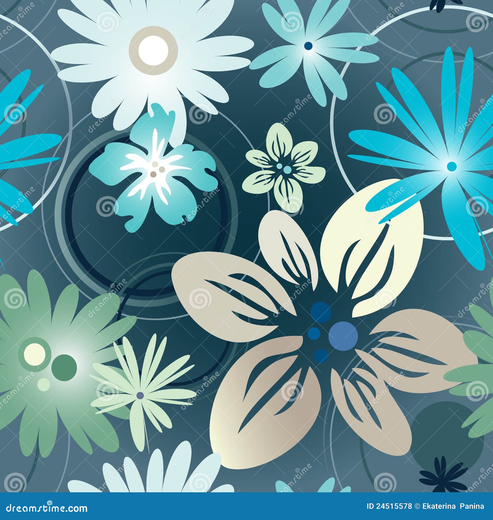Floral pattern in blue stock vector. Illustration of plant - 24515578