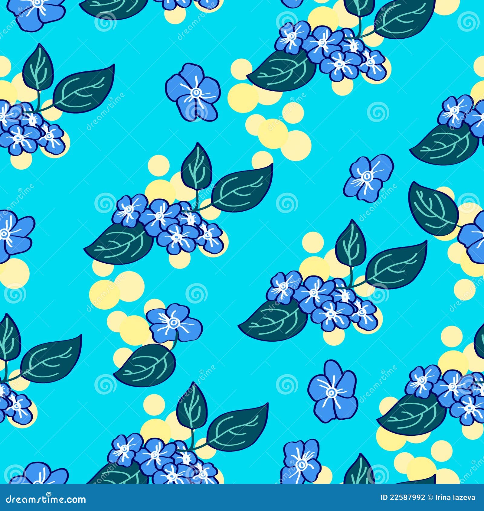 Floral Pattern in Blue Colors Stock Vector - Illustration of spring ...