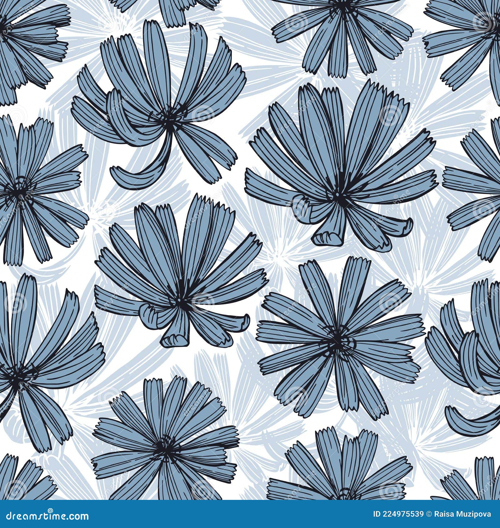 Floral Pattern with Blue Flowers Stock Vector - Illustration of ...