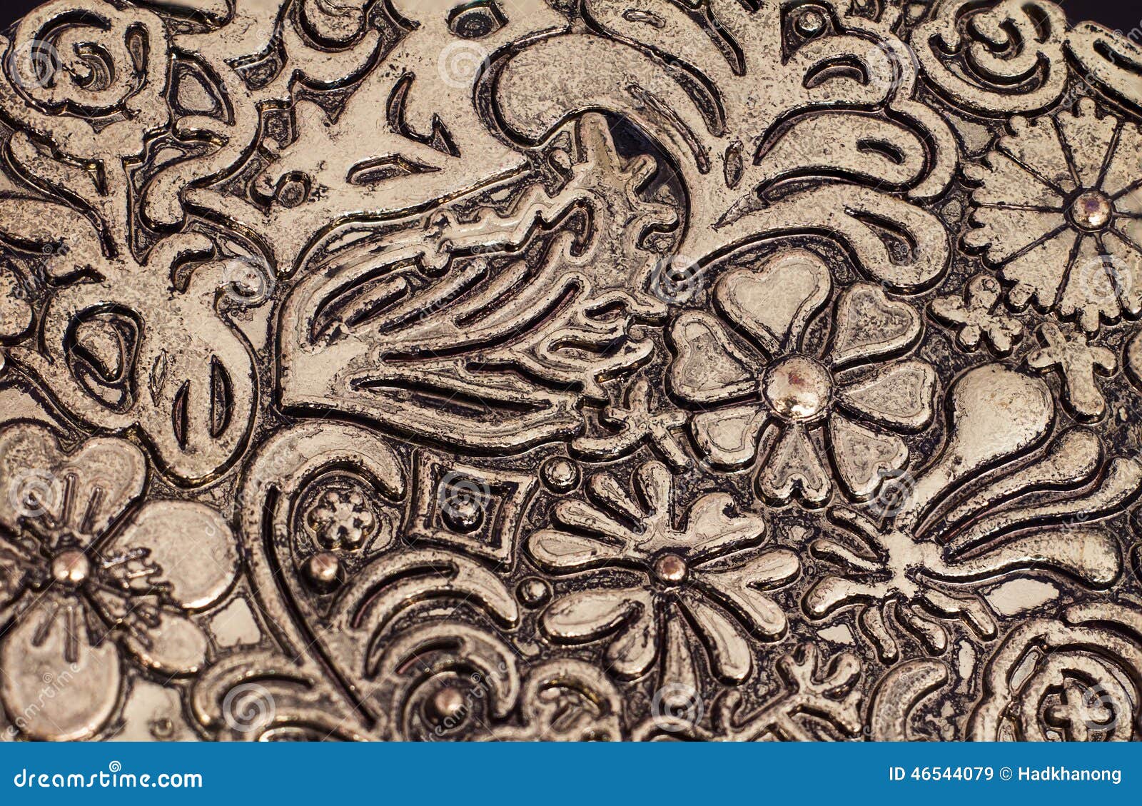 Floral Pattern on Brass Plate Stock Image - Image of vintage, classic ...