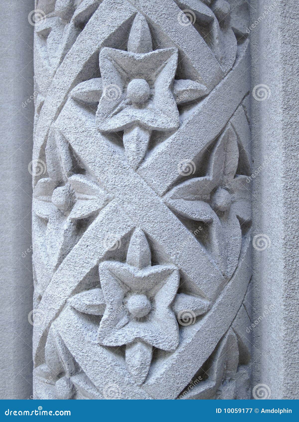 Floral Pattern Carved Into A Stone Pillar Stock Image - Image: 10059177