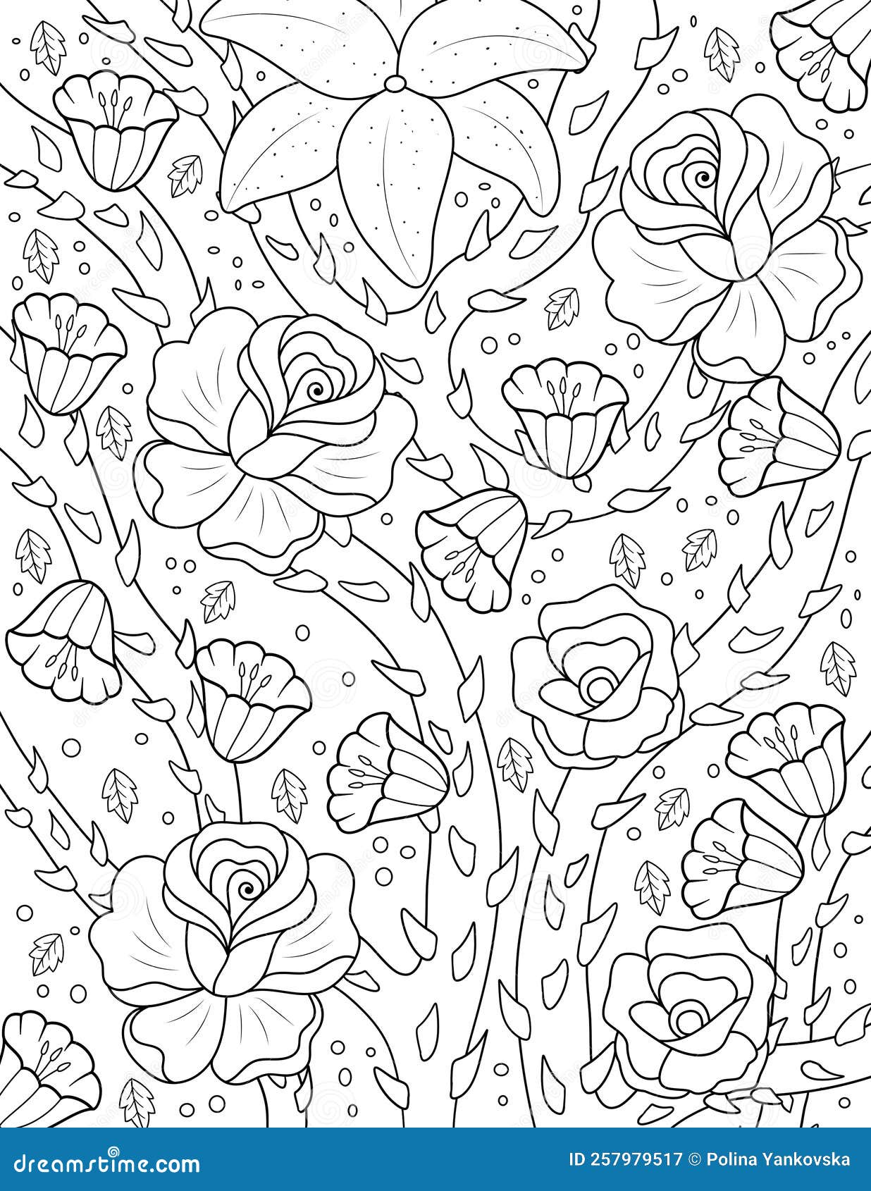 Floral Pattern Coloring Page for Adult Stock Illustration ...