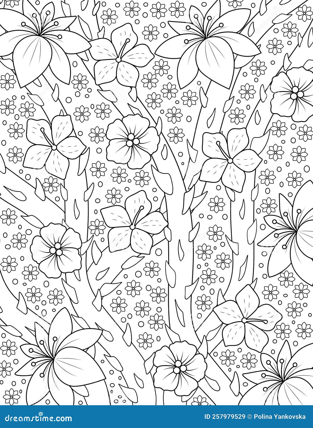 Floral Pattern Coloring Page for Adult Stock Illustration ...