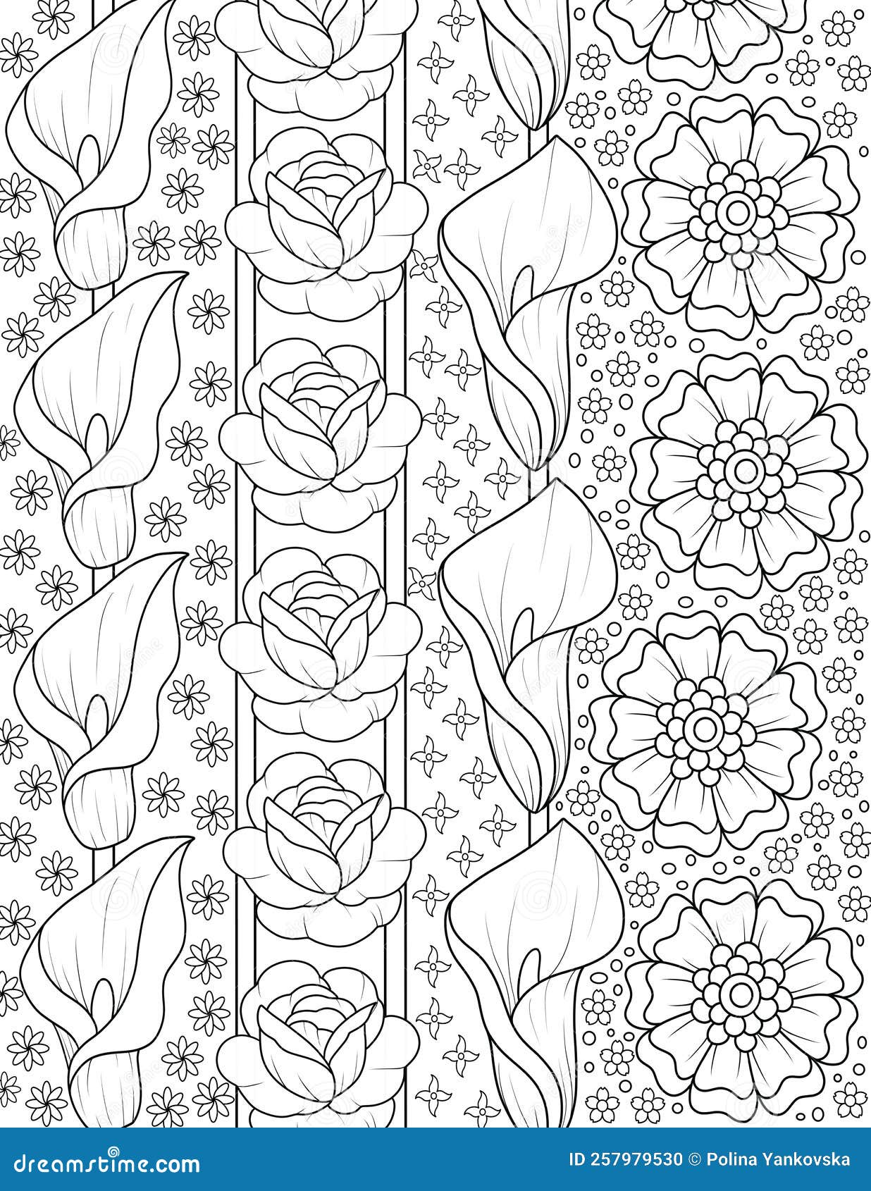 Floral Pattern Coloring Page for Adult Stock Illustration ...