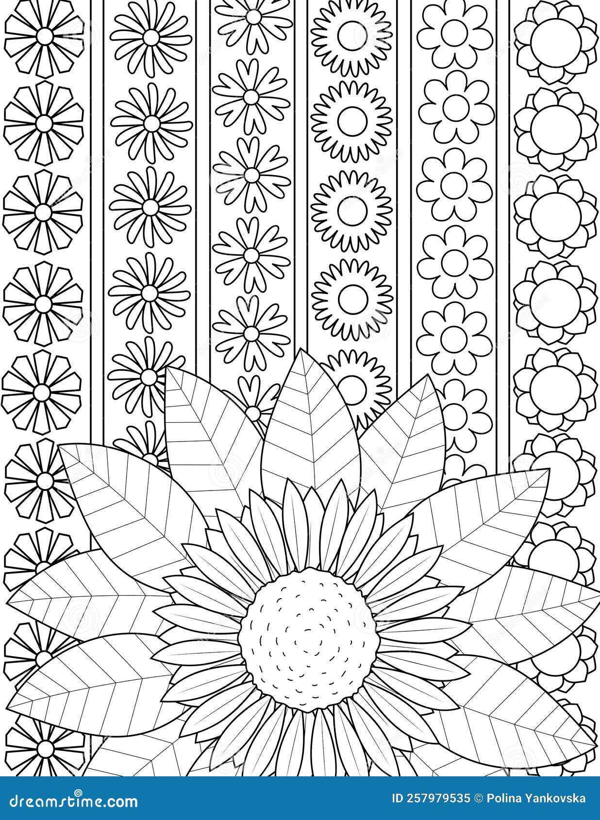 Floral Pattern Coloring Page for Adult Stock Illustration ...