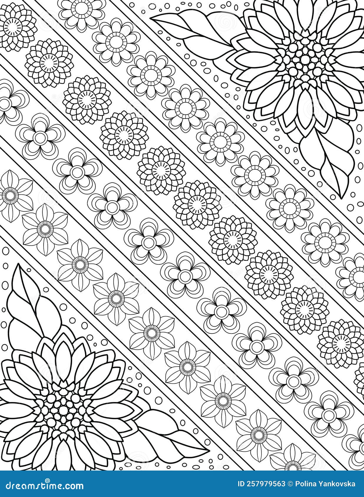 Floral Pattern Coloring Page for Adult Stock Illustration ...