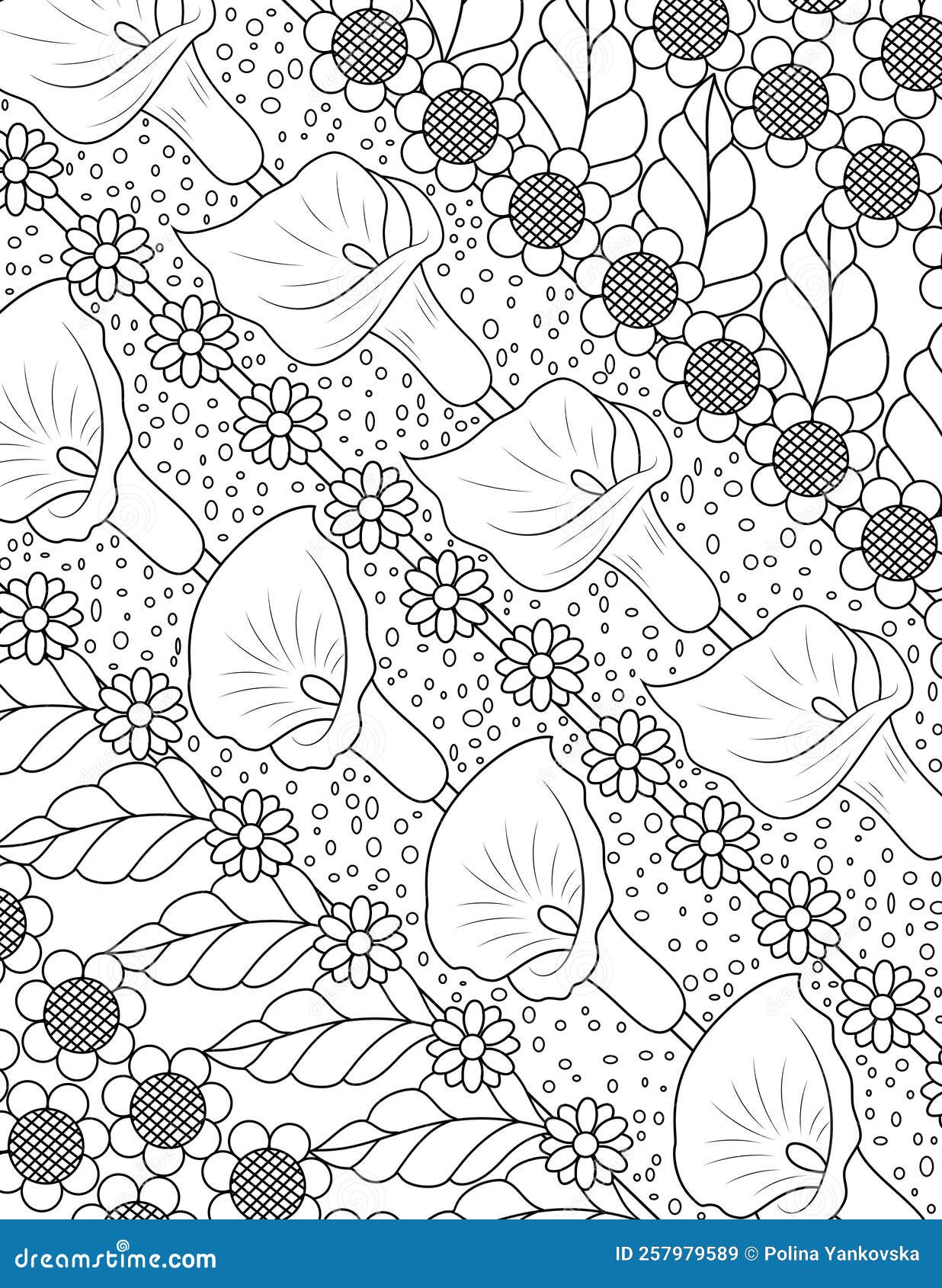 Floral Pattern Coloring Page for Adult Stock Illustration ...