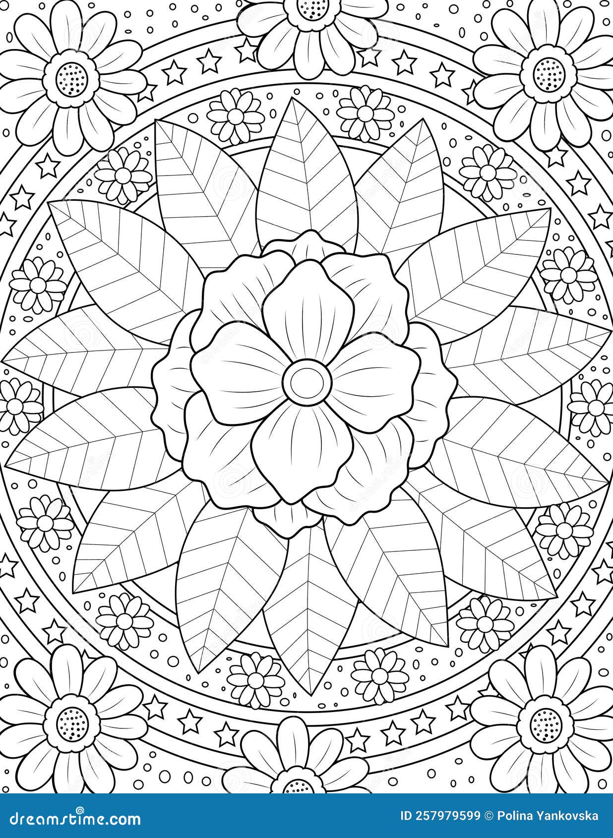 Floral Pattern Coloring Page for Adult Stock Illustration ...